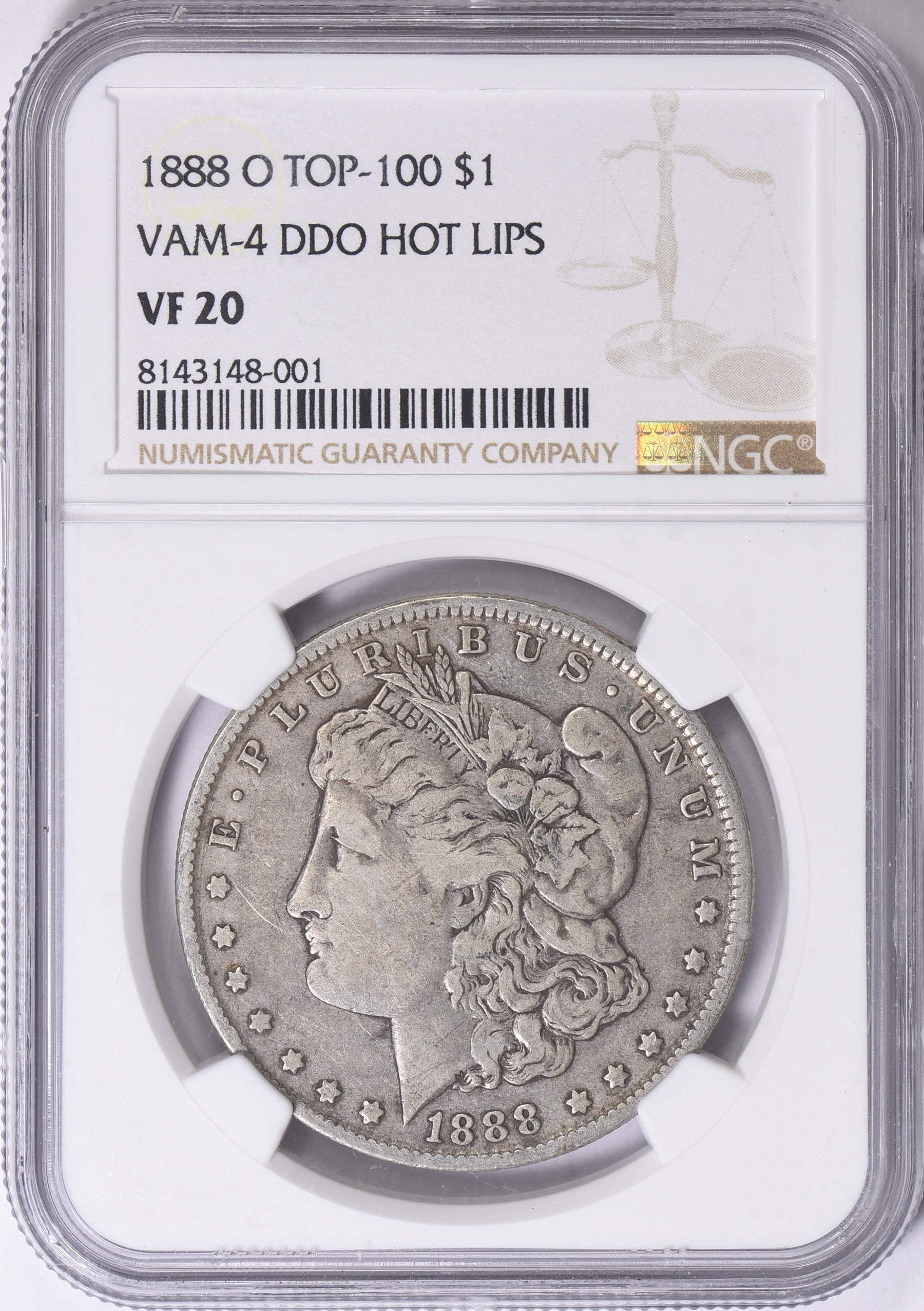 1888-O Morgan Silver Dollar Hot Lips VAM-4 DDO Top 100 NGC VF-20 (Item 1724923 ...