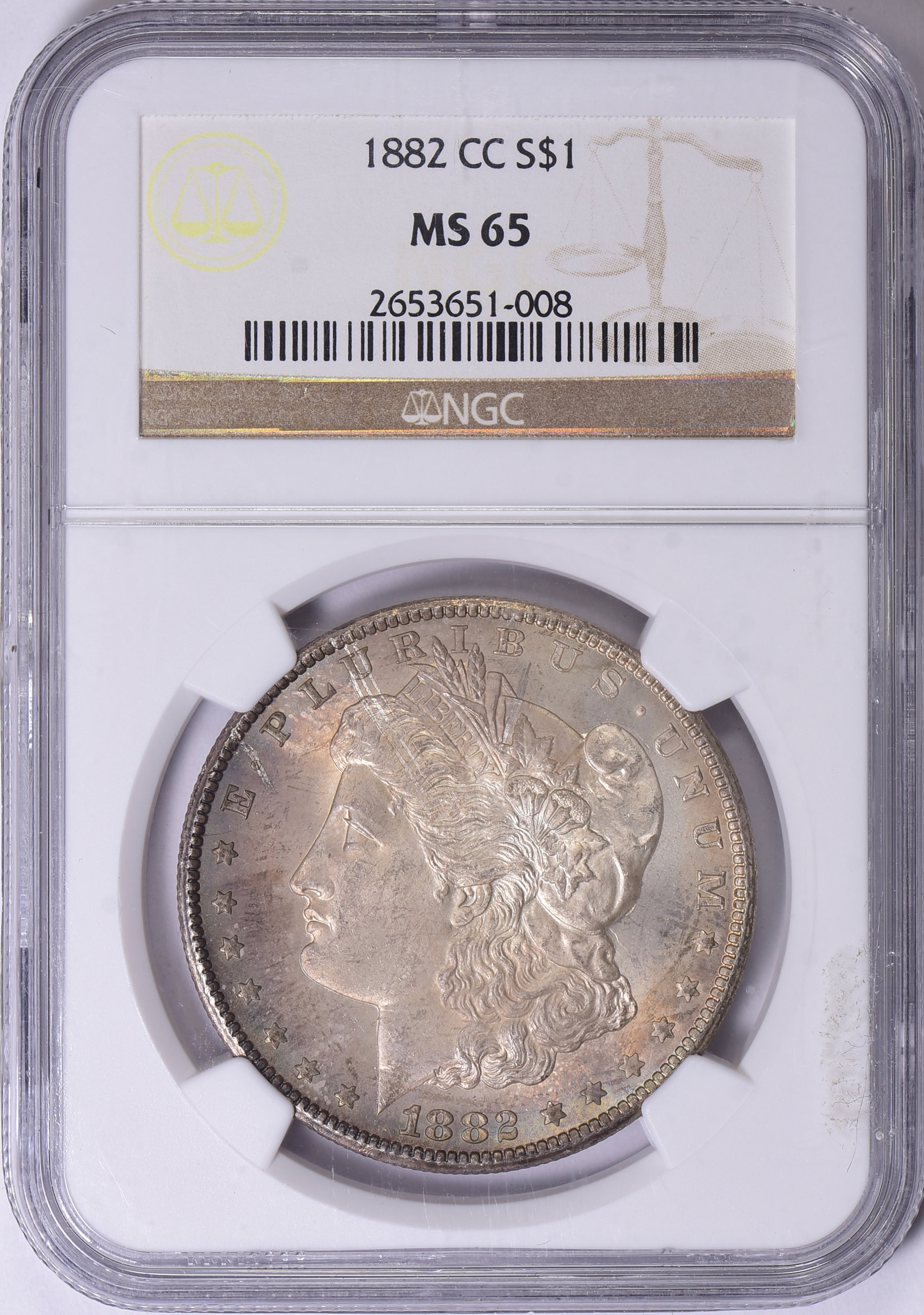 1882-CC Morgan Silver Dollar NGC MS-65 (Toned) (Item 1724926) | GreatCollections Coin Auctions