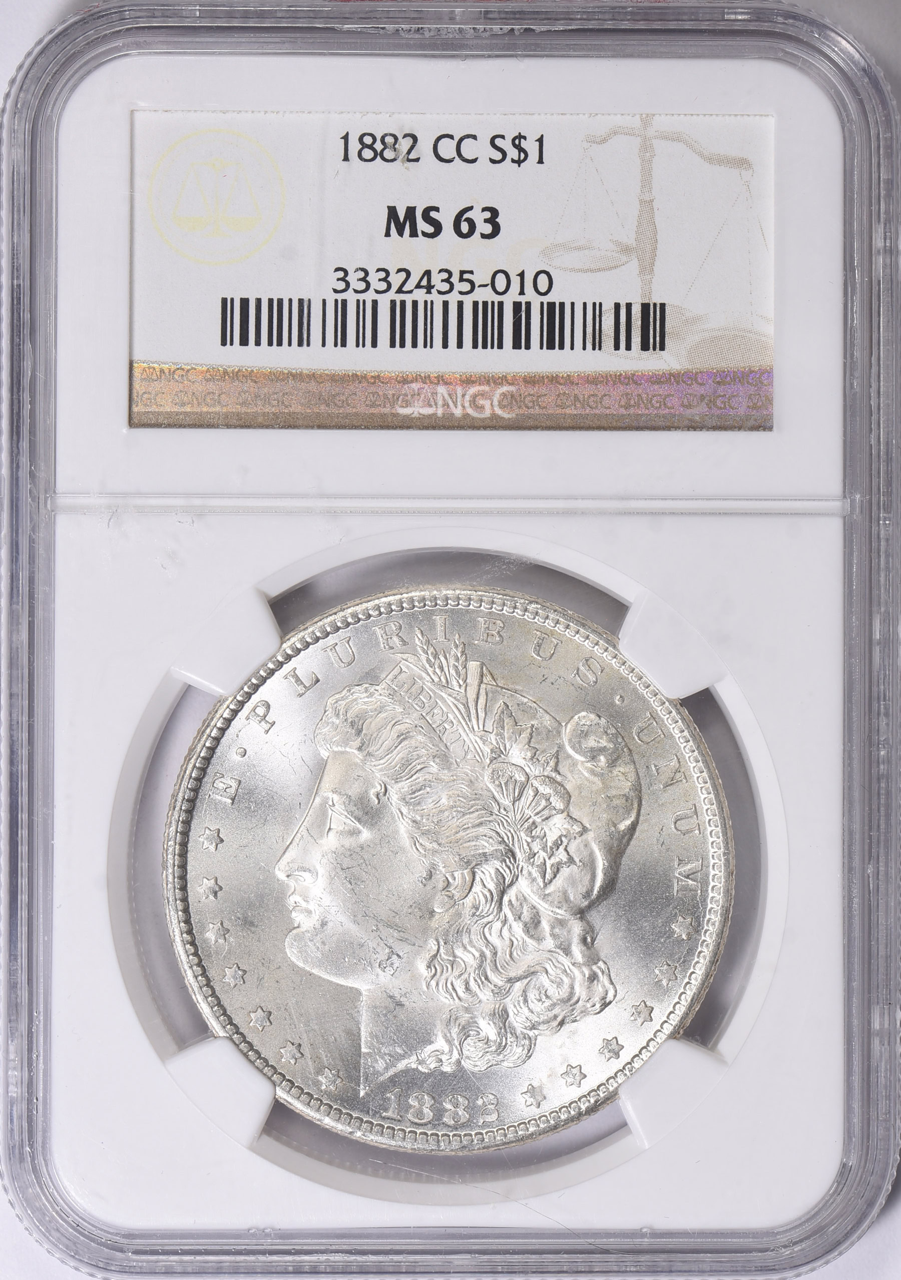 1882-CC Morgan Silver Dollar NGC MS-63 (Item 1724940) | GreatCollections Coin Auctions