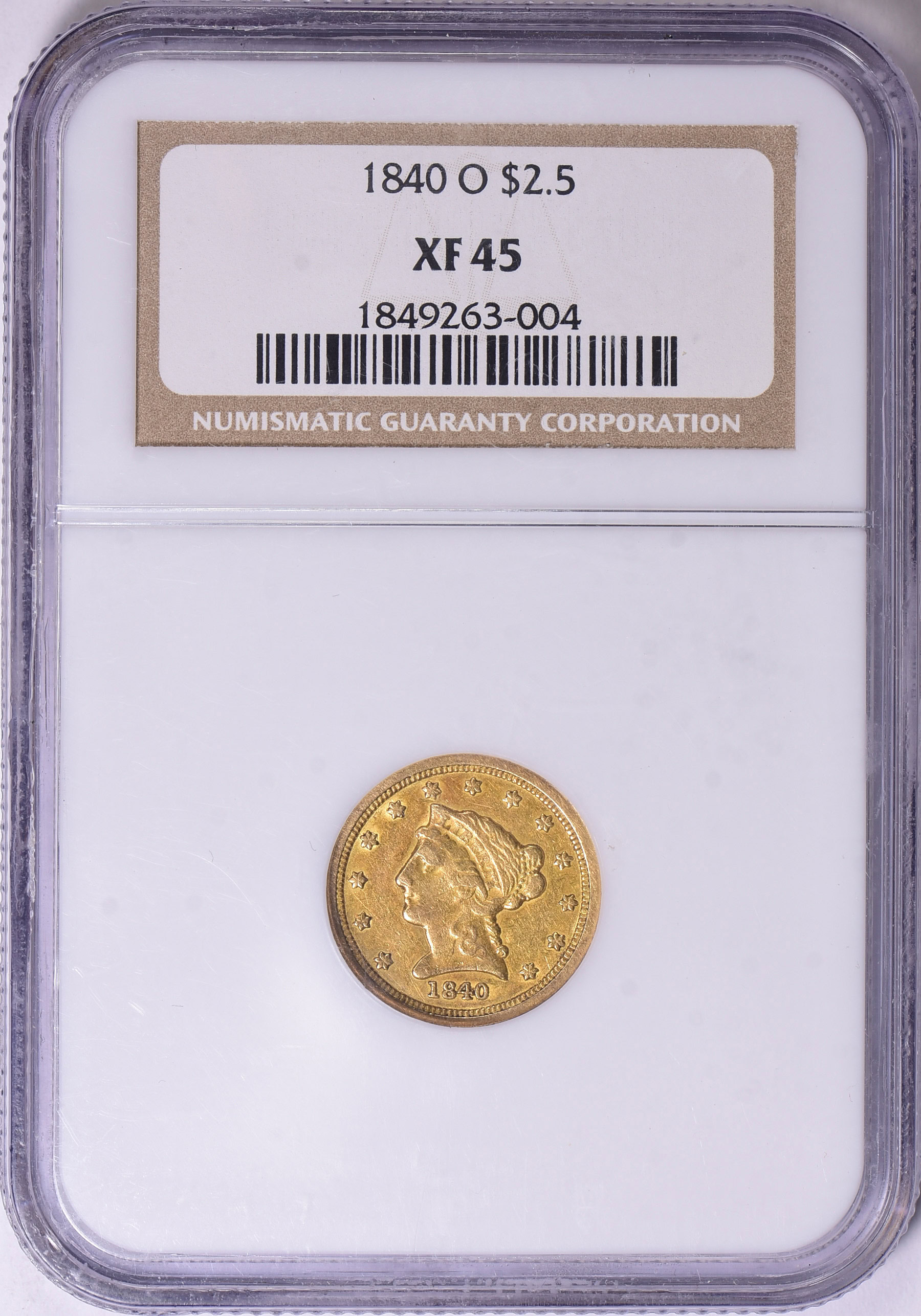 1840-O Liberty Gold Quarter Eagle NGC XF-45 (Item 1724944 ...