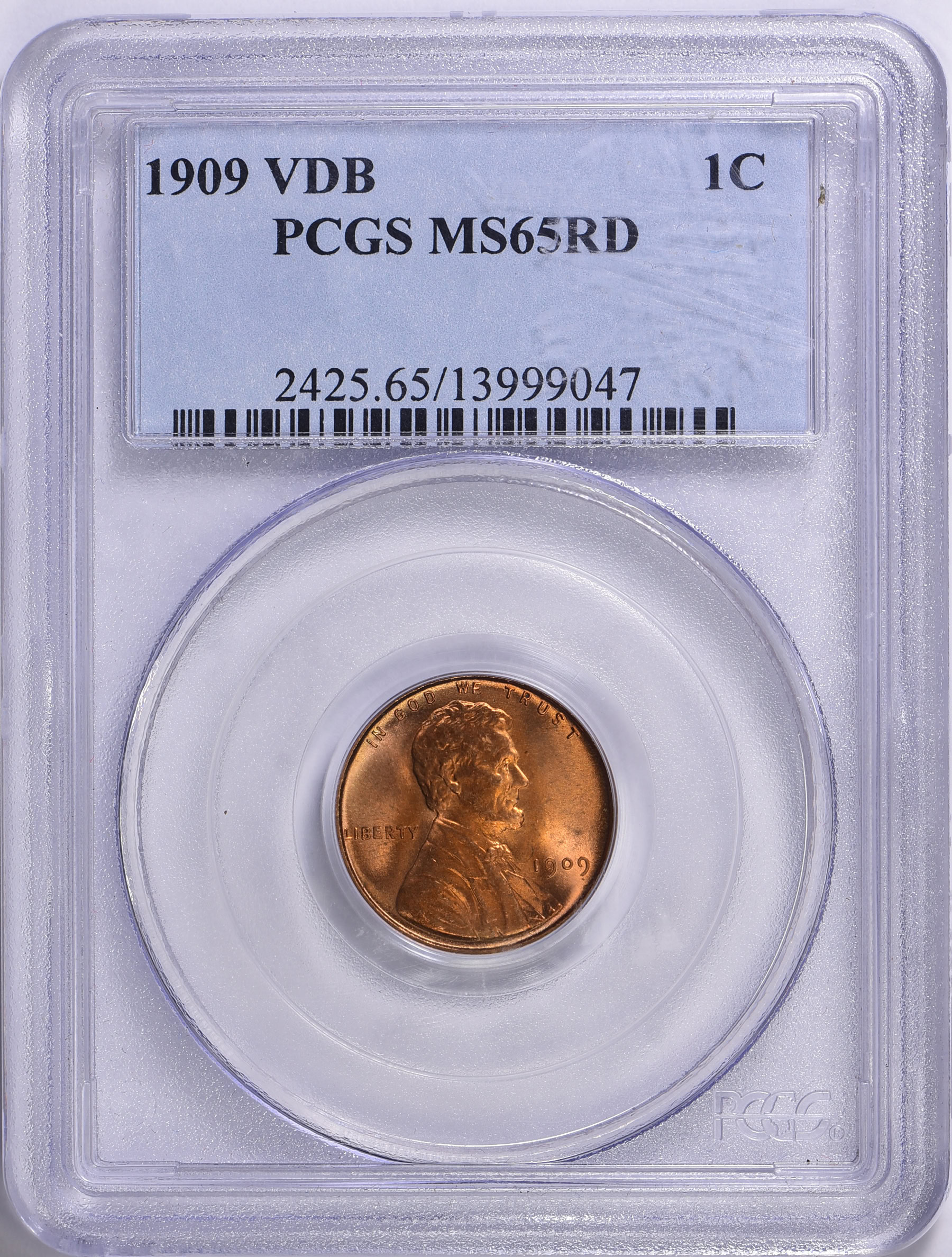 1909 Lincoln Cent V.D.B. PCGS MS-65 RD (Item 1724959) | GreatCollections Coin Auctions