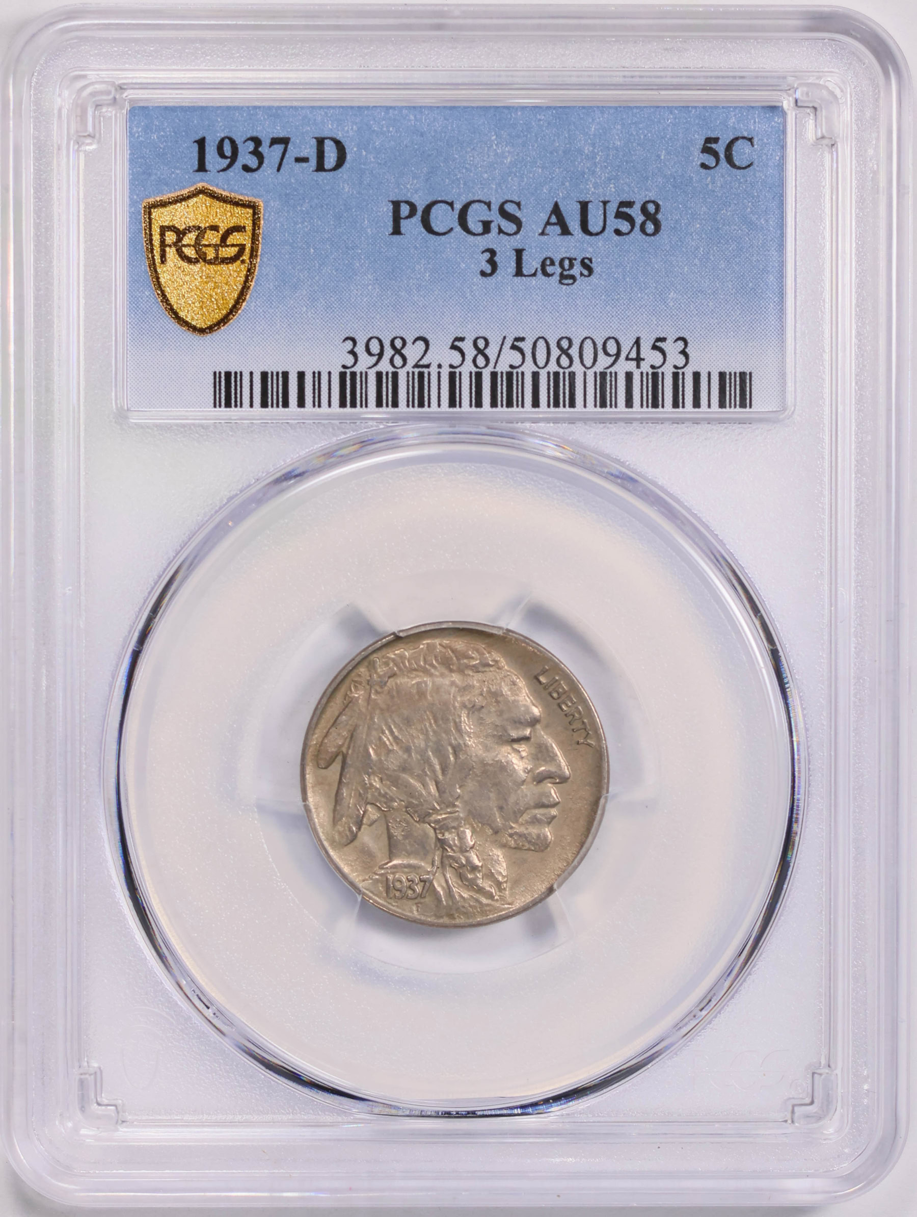 1937-D Buffalo Nickel 3 Legs PCGS AU-58 (Item 1724999) | GreatCollections Coin Auctions