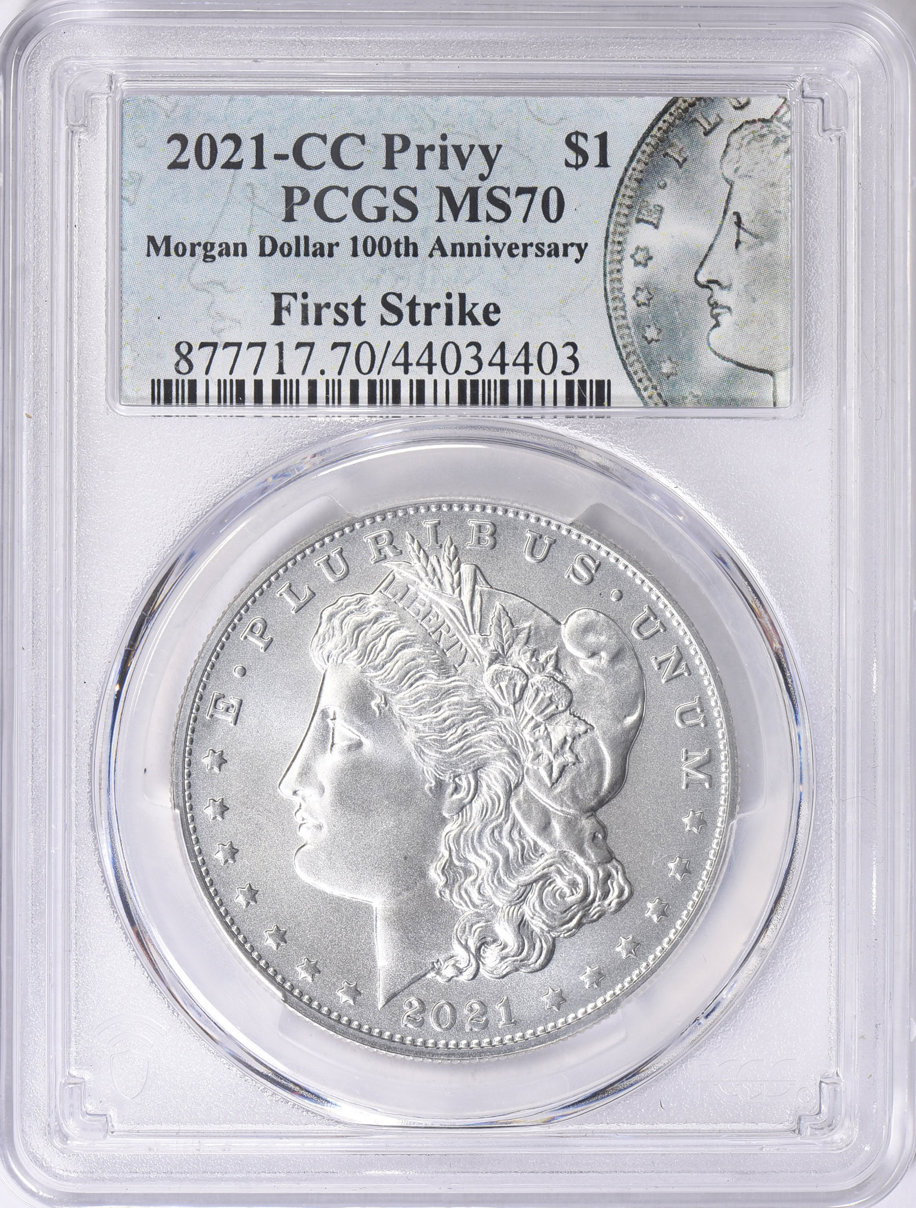 2021-CC Morgan Silver Dollar CC Privy 100th Anniversary First Strike ...