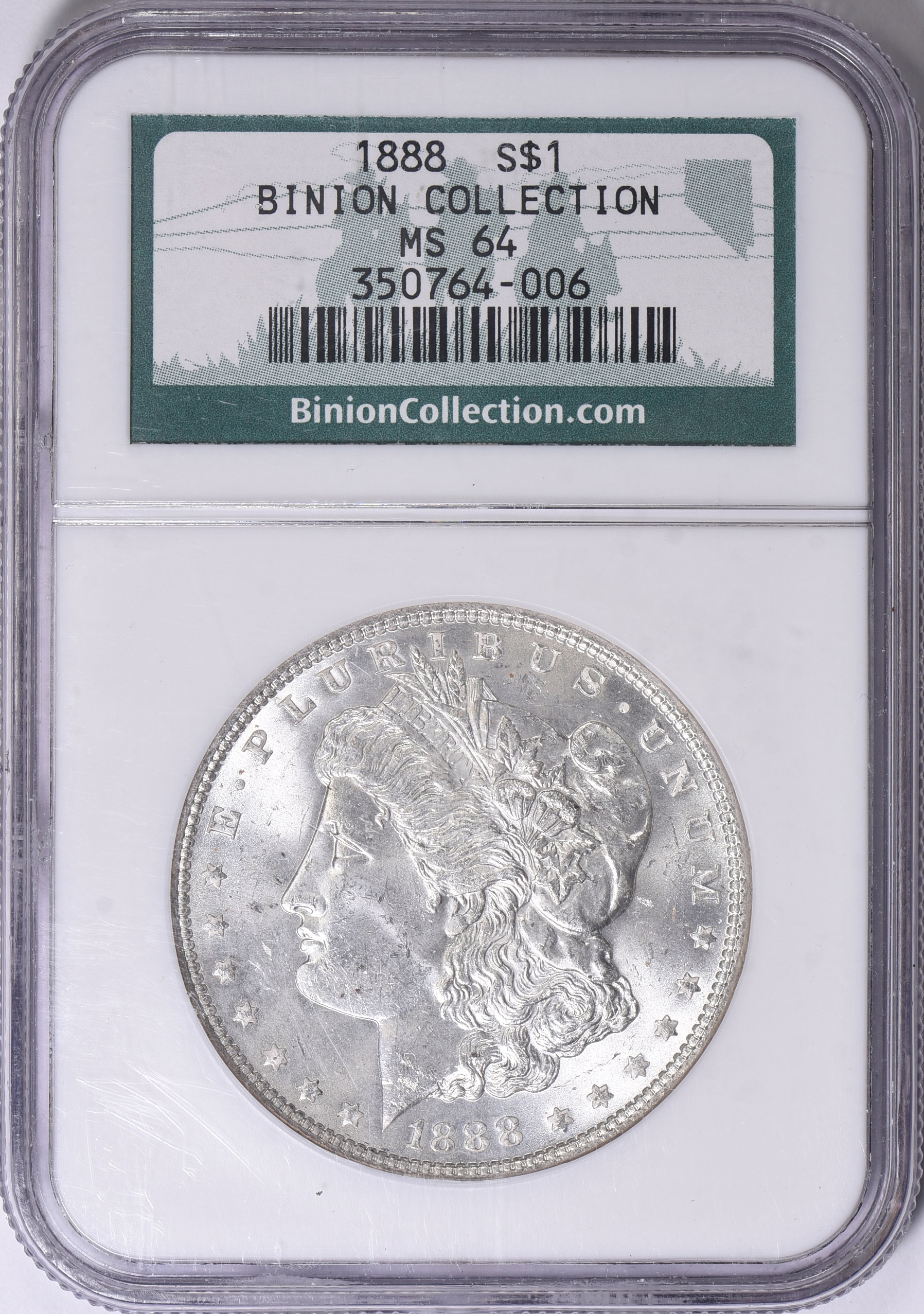 1888 Morgan Silver Dollar NGC MS-64 (Binion Collection) (Item 1725058) | GreatCollections Coin ...