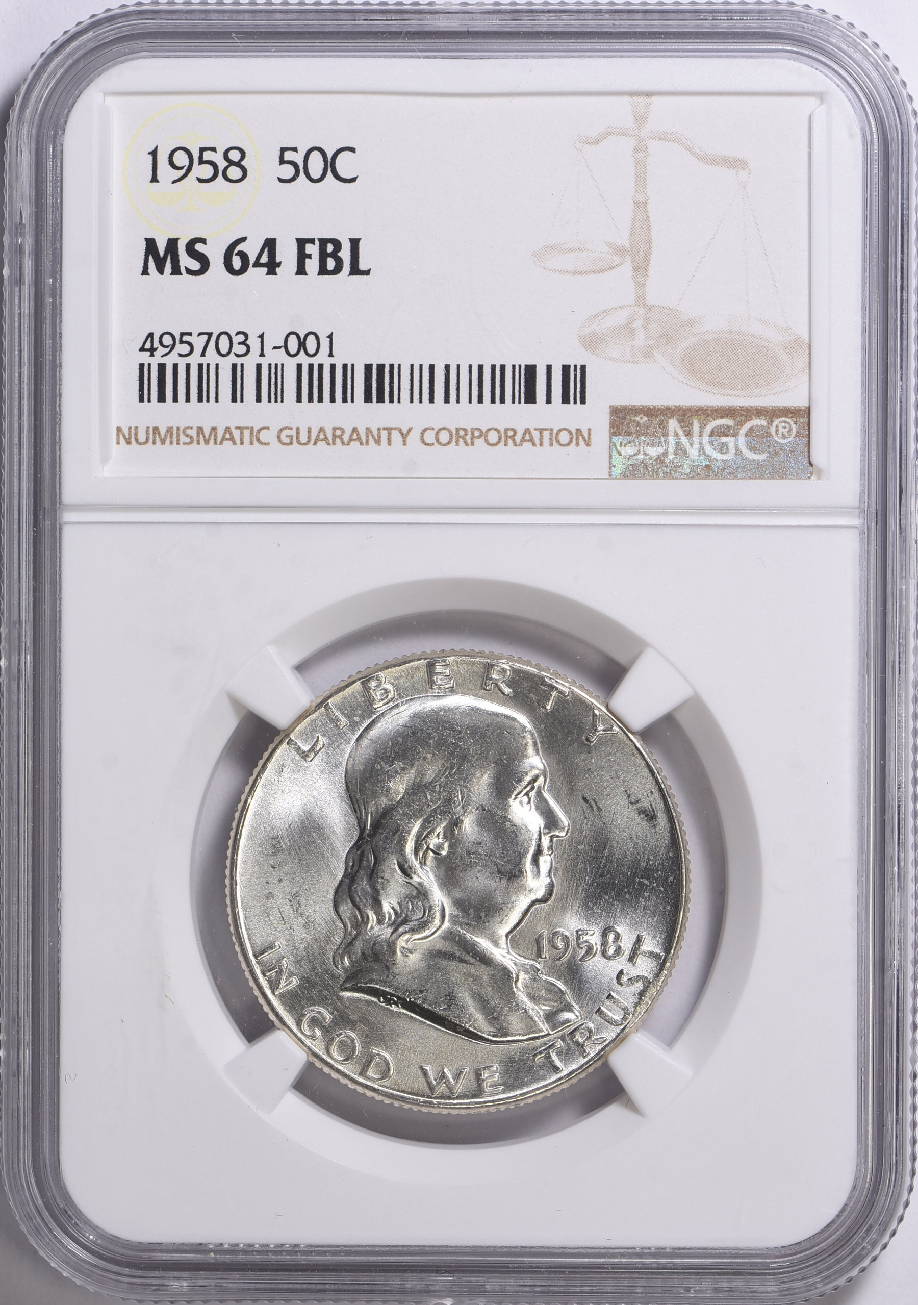 1958 Franklin Half Dollar NGC MS-64 FBL (Item 1725068 ...