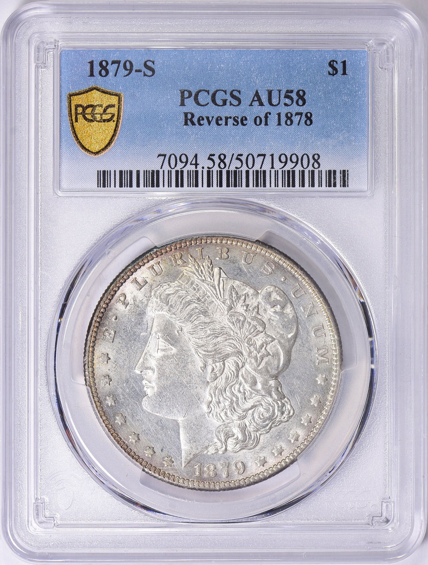 1879-S Morgan Silver Dollar Reverse of 1878 PCGS AU-58 (Toned) (Item 1725110) | GreatCollections ...