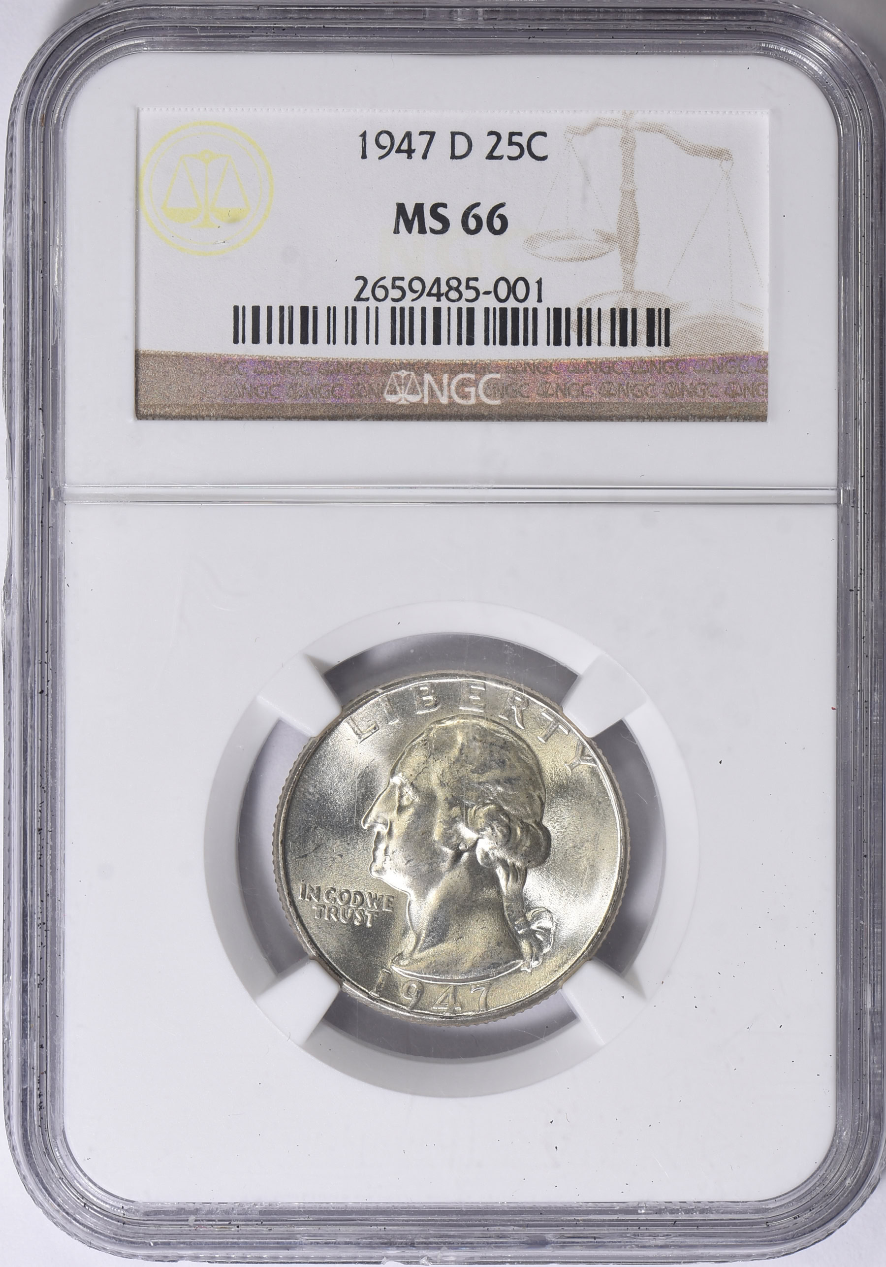 1947-D Washington Quarter NGC MS-66 (Item 1725126) | GreatCollections Coin Auctions