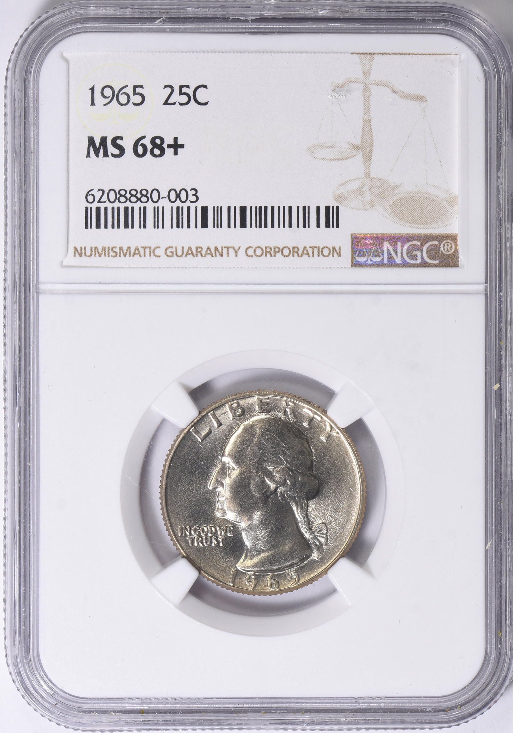 1965 Washington Quarter NGC MS-68+ (Item 1725129) | GreatCollections ...
