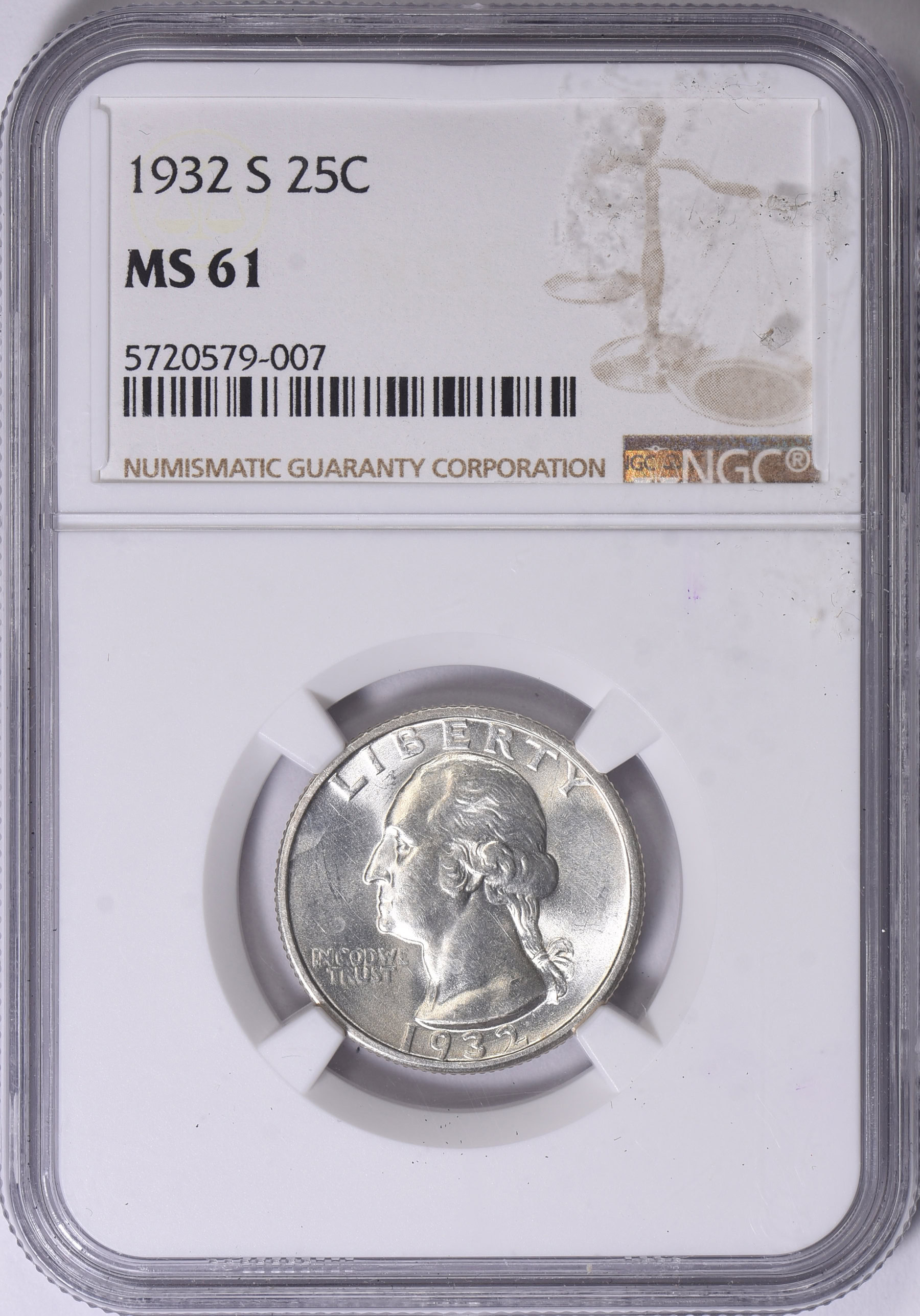 1932-S Washington Quarter NGC MS-61 (Item 1725186) | GreatCollections Coin Auctions