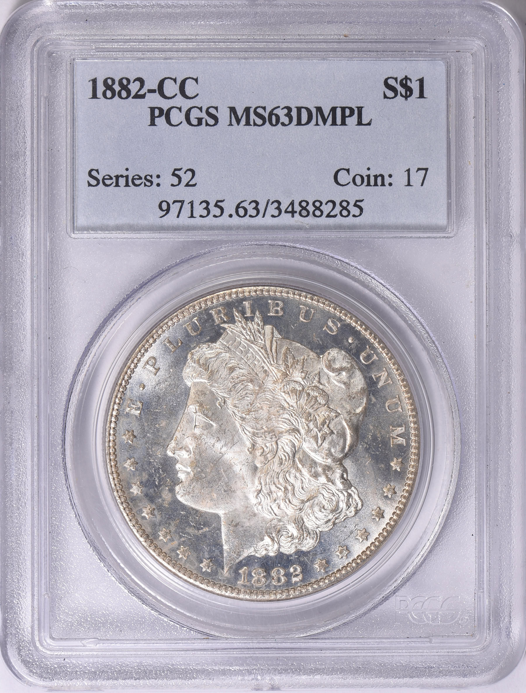 1882-CC Morgan Silver Dollar PCGS MS-63 DMPL (Item 1725237) | GreatCollections Coin Auctions
