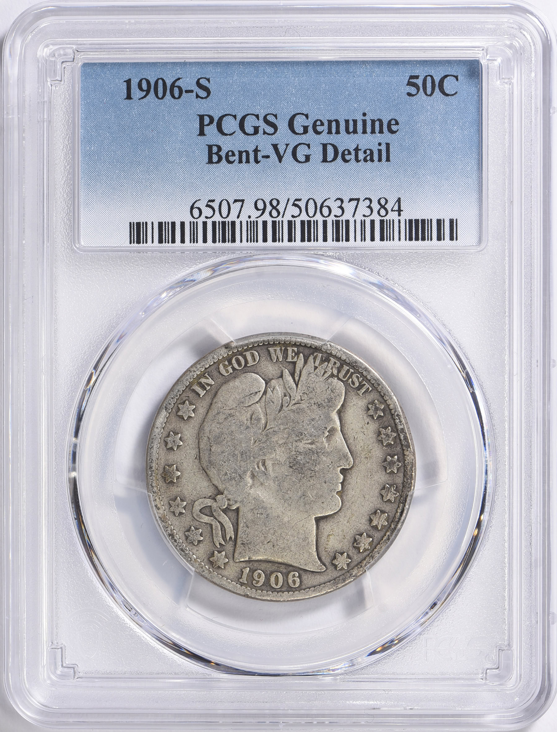1906-S Barber Half Dollar PCGS Genuine VG Details (Item 1725298) | GreatCollections Coin Auctions