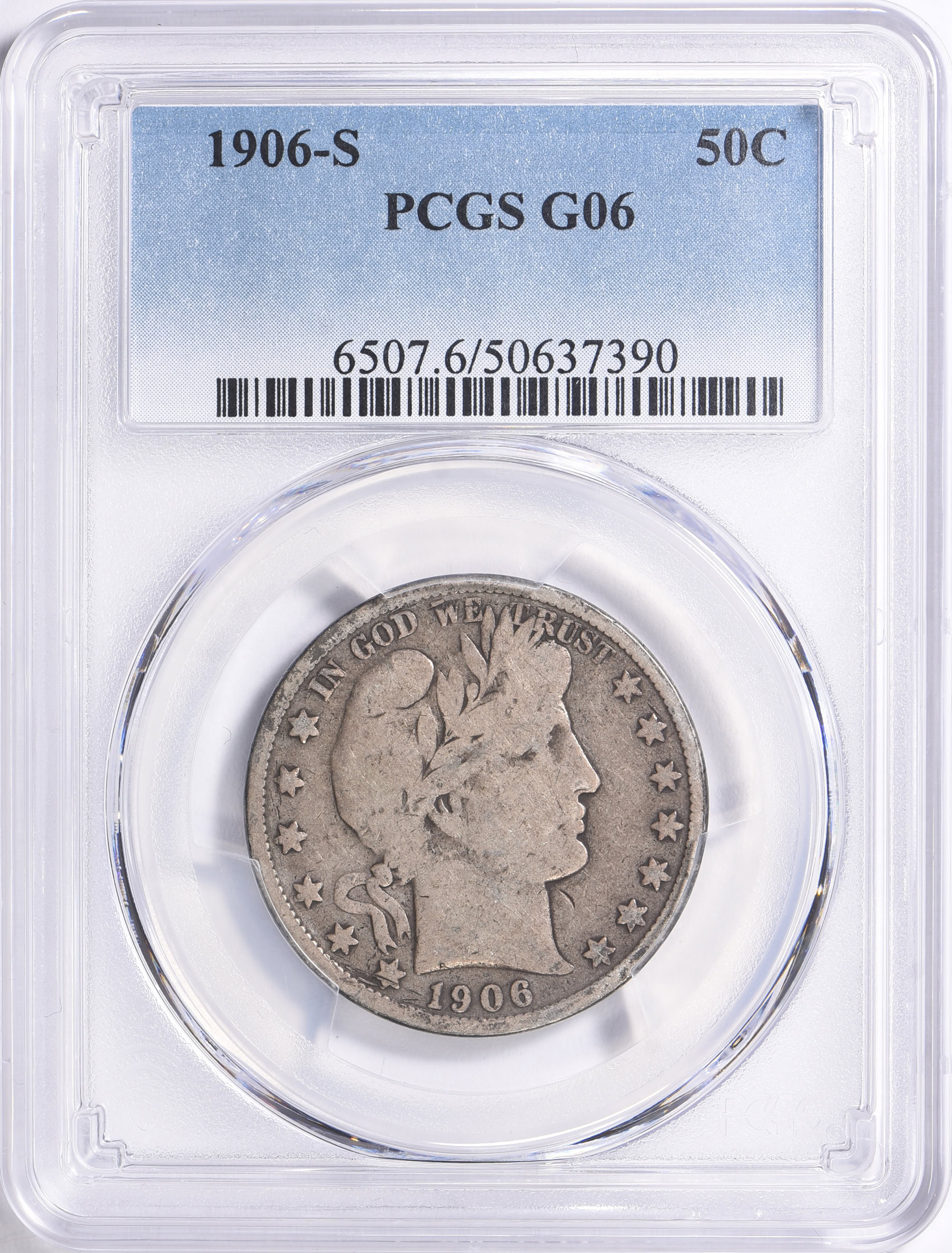 1906-S Barber Half Dollar PCGS G-06 (Item 1725303) | GreatCollections Coin Auctions