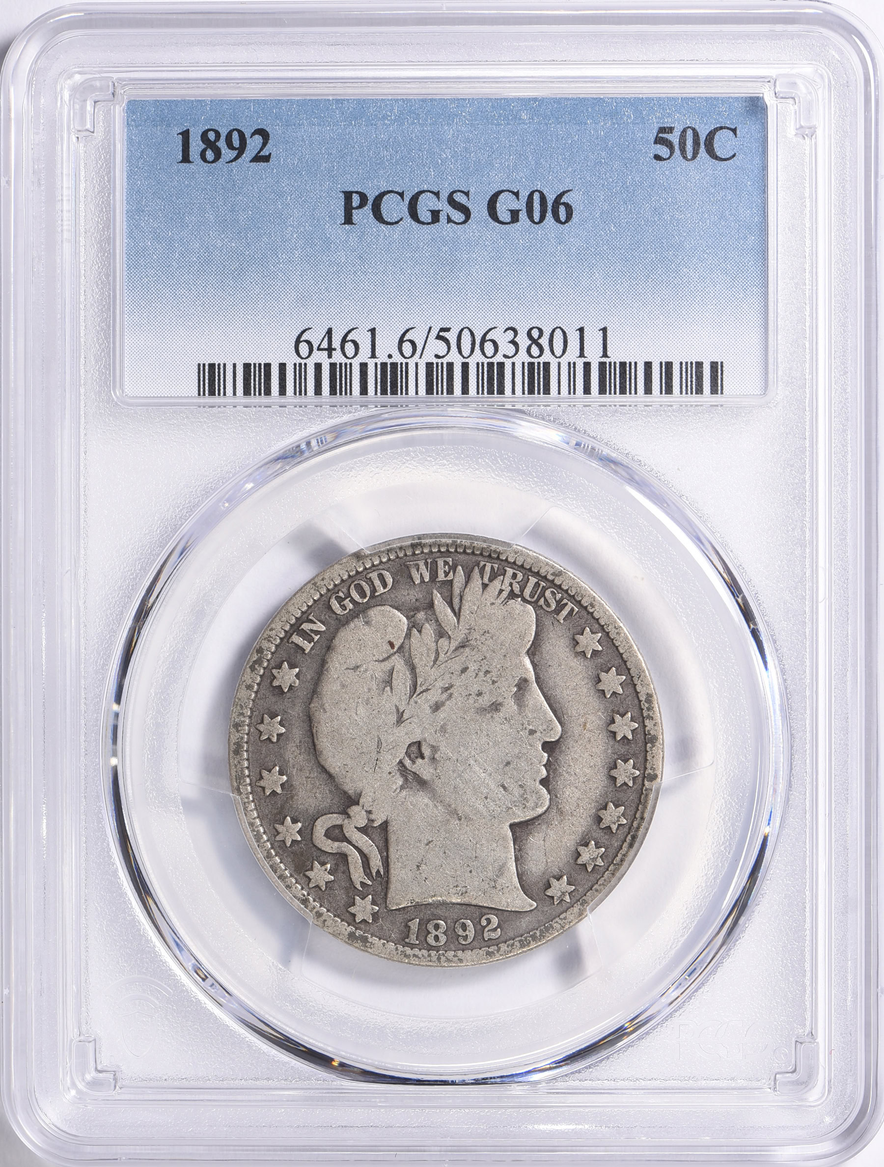 1892 Barber Half Dollar PCGS G-06 (Item 1725311) | GreatCollections Coin Auctions