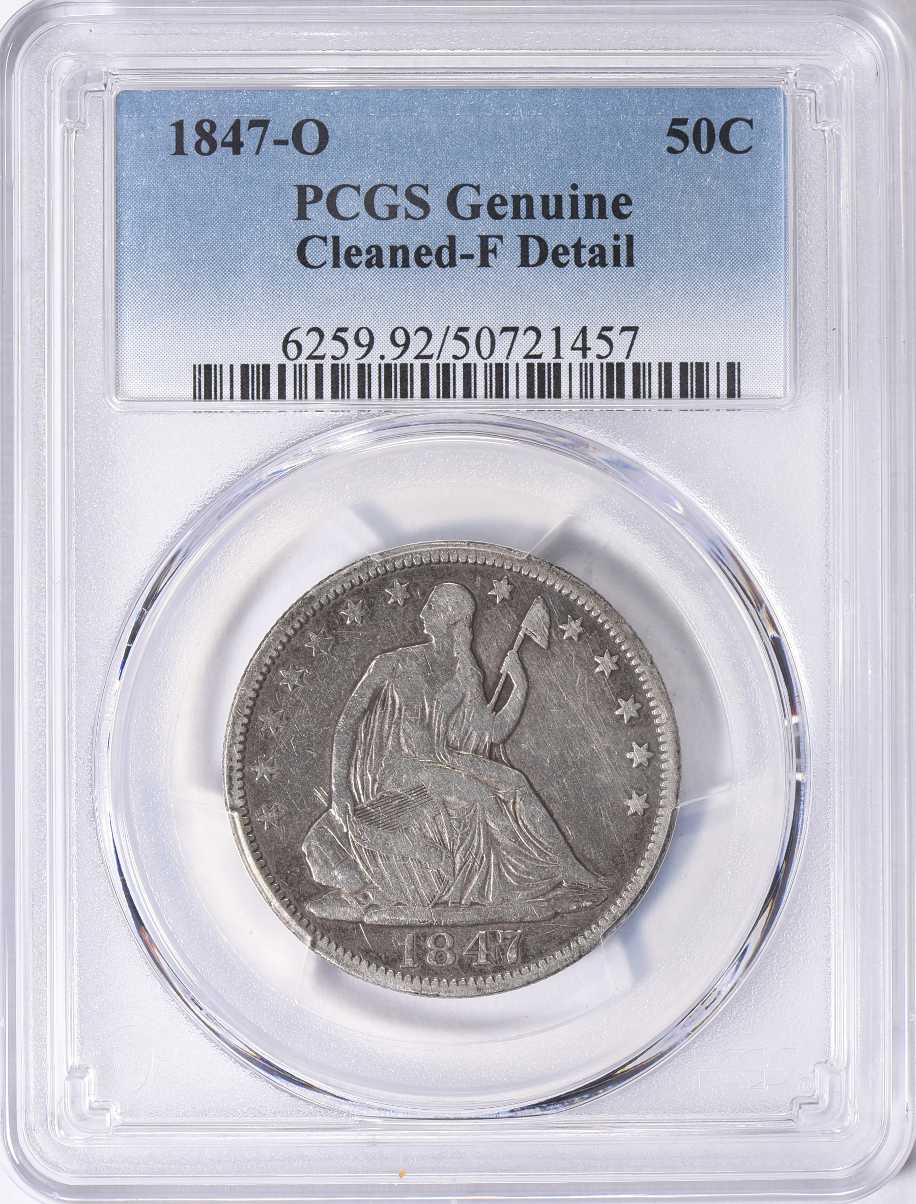 1847-O Seated Liberty Half Dollar PCGS Genuine Fine Details (Item 1725398) | GreatCollections ...
