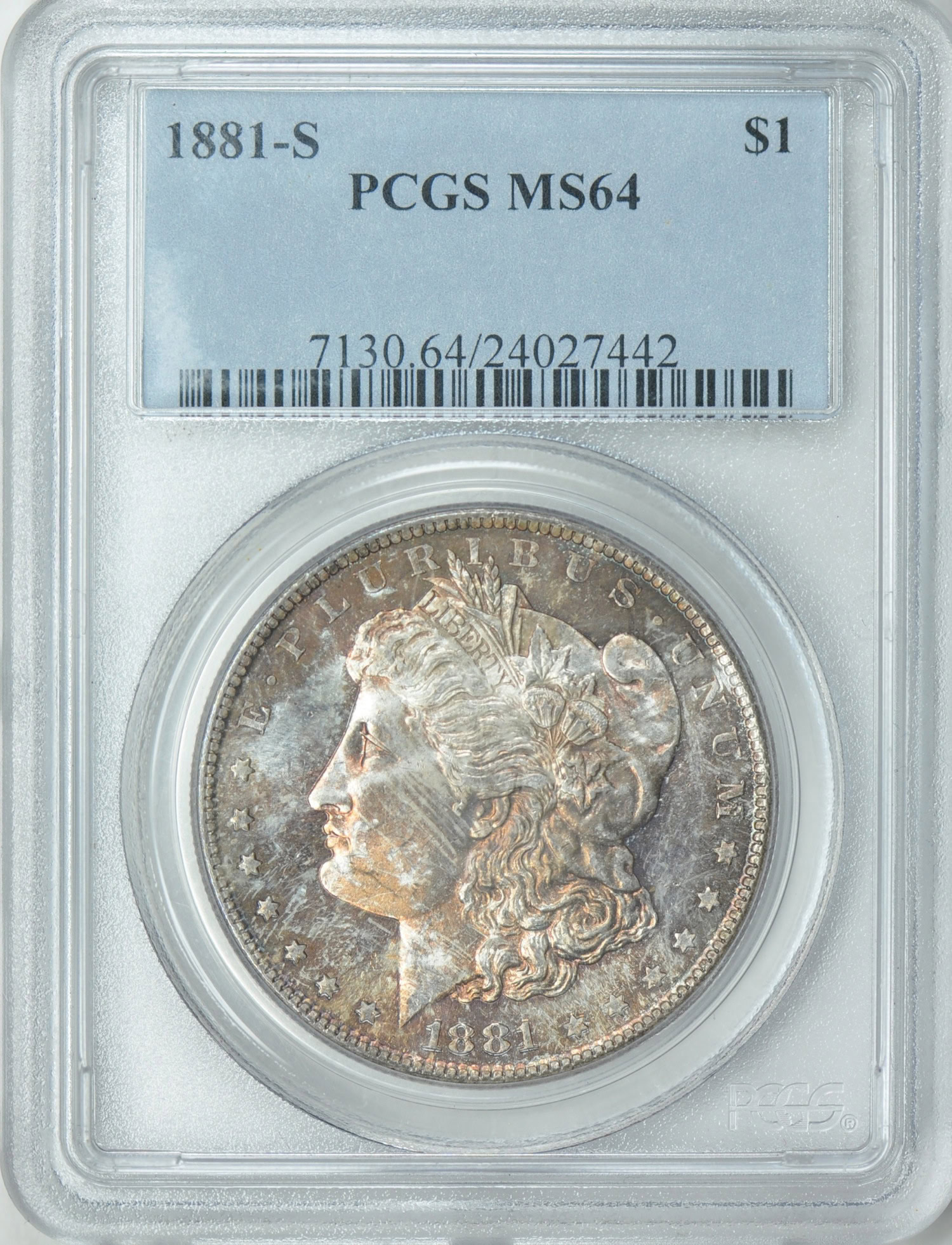 1881-S Morgan Silver Dollar PCGS MS-64 (Toned) (Item 1725418) | GreatCollections Coin Auctions