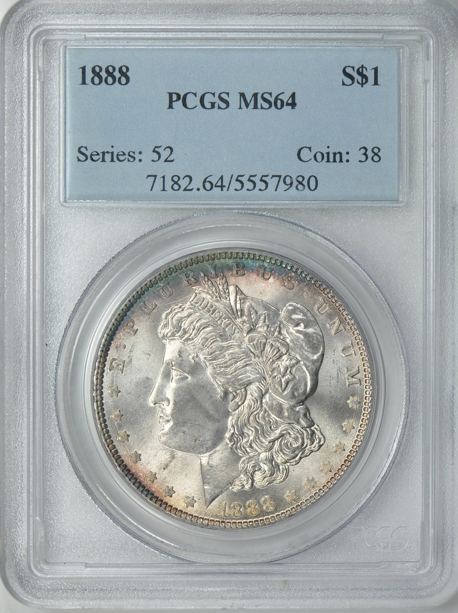 1888 Morgan Silver Dollar PCGS MS-64 (Toned) (Item 1725426) | GreatCollections Coin Auctions