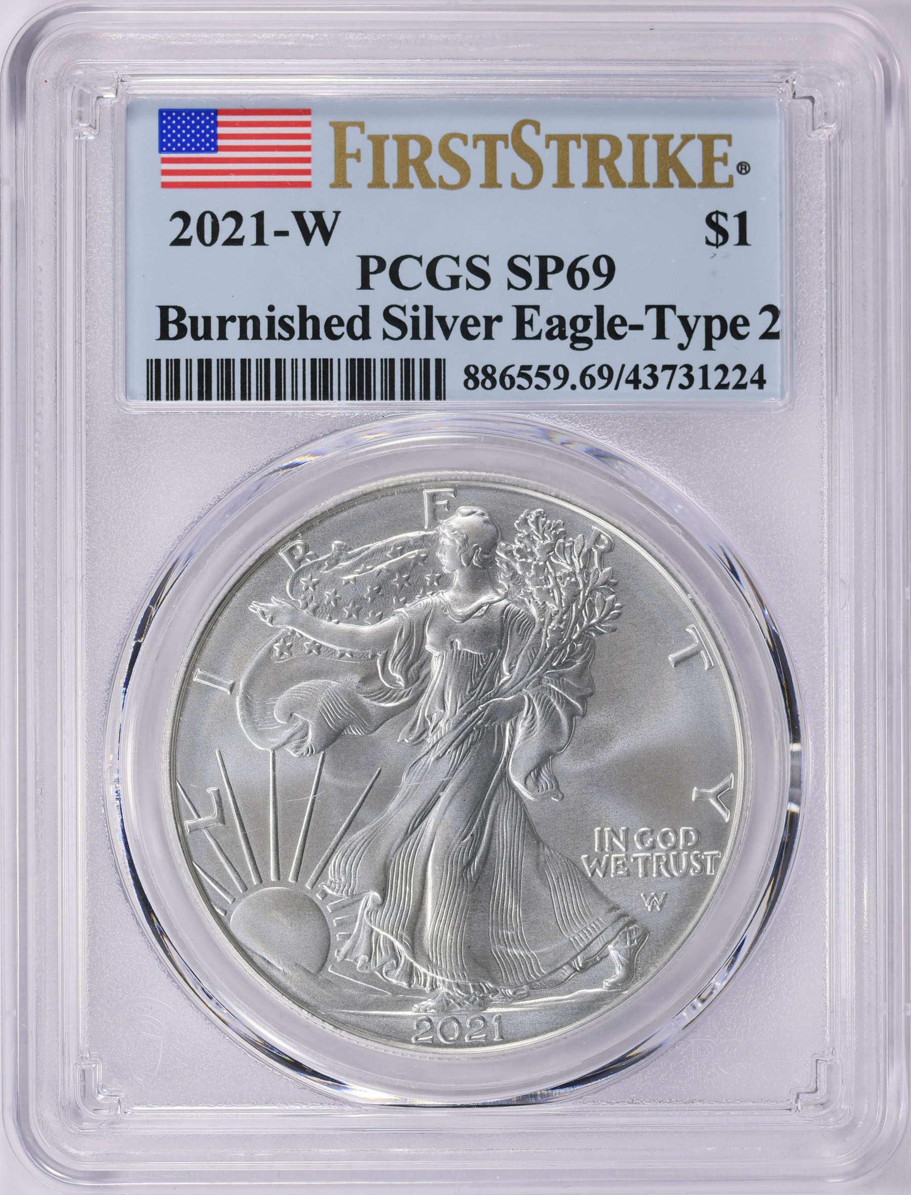 2021-W $1 Silver Eagle Burnished Type 2 First Strike PCGS SP-69 (Item 1725499 ...