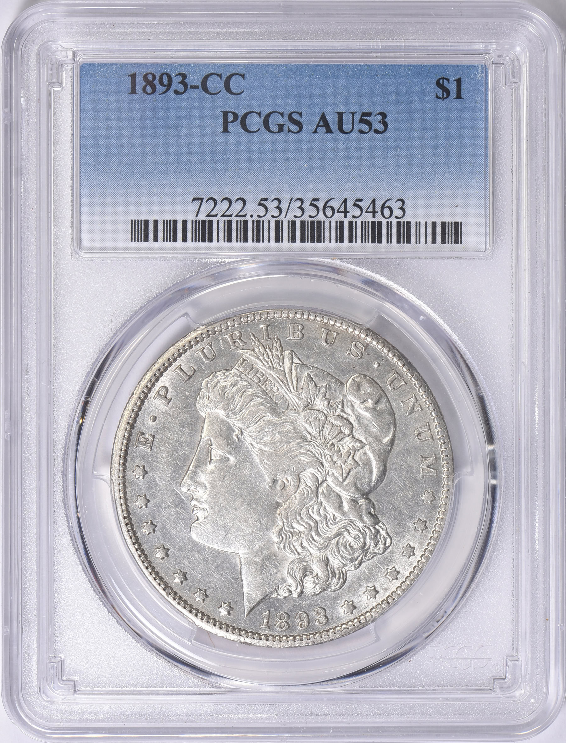1893-CC Morgan Silver Dollar PCGS AU-53 (Item 1725542) | GreatCollections Coin Auctions