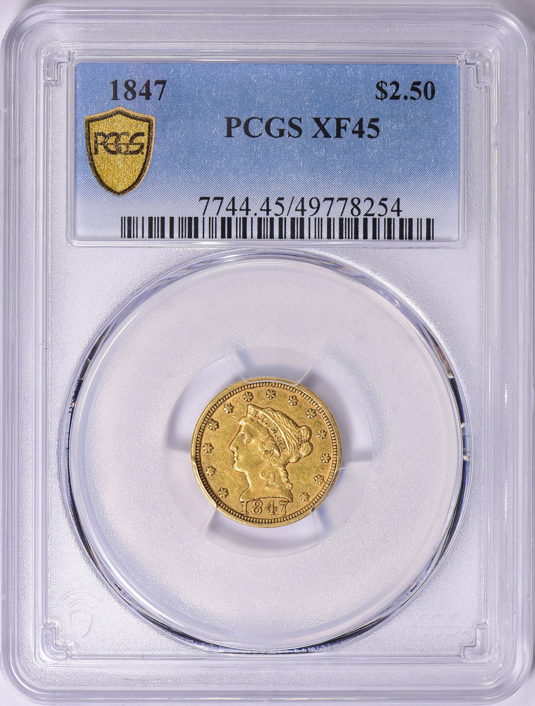 1847 Liberty Gold Quarter Eagle PCGS XF-45 (Item 1725553) | GreatCollections Coin Auctions