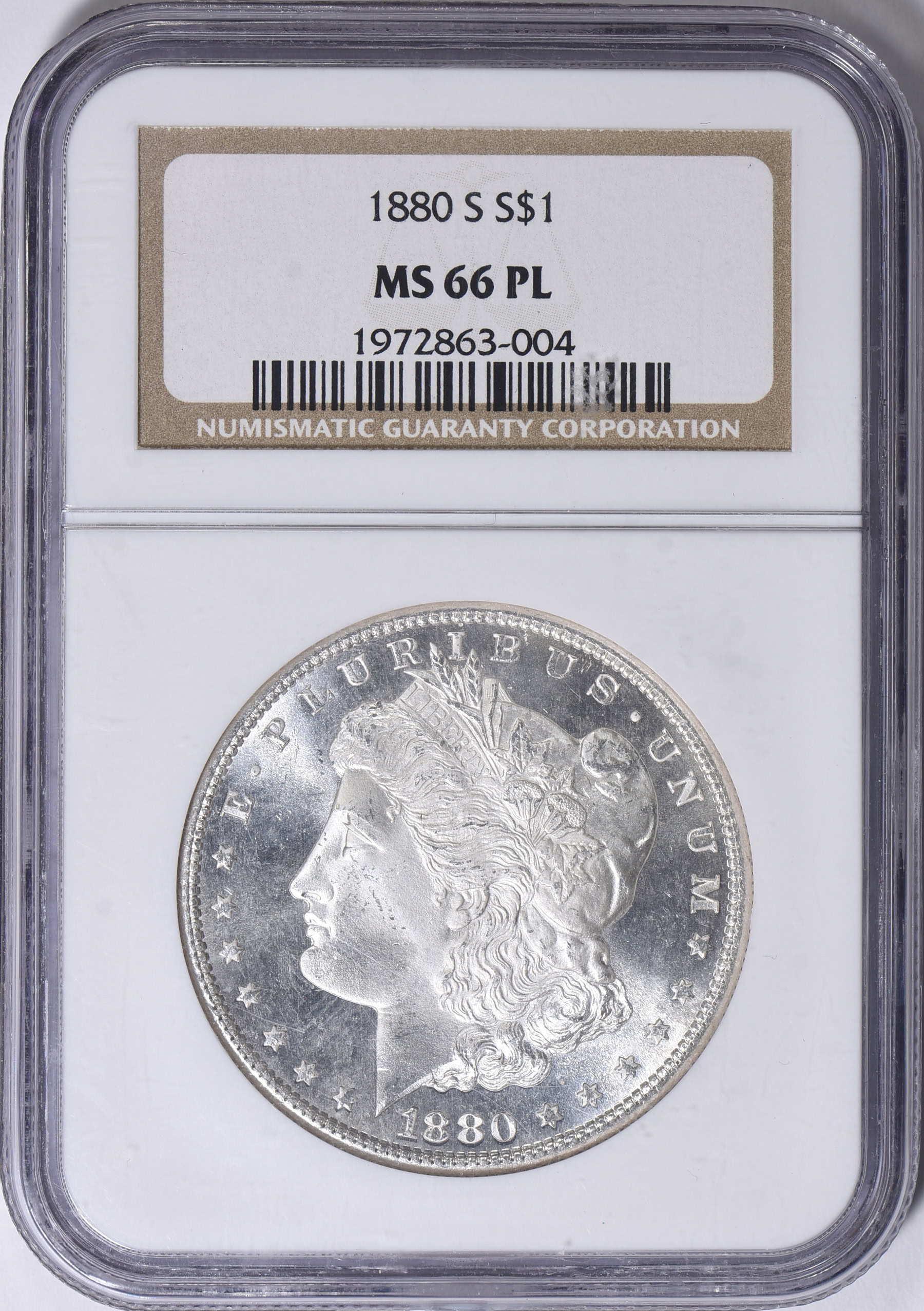 1880-S Morgan Silver Dollar NGC MS-66 PL (Item 1725593) | GreatCollections Coin Auctions