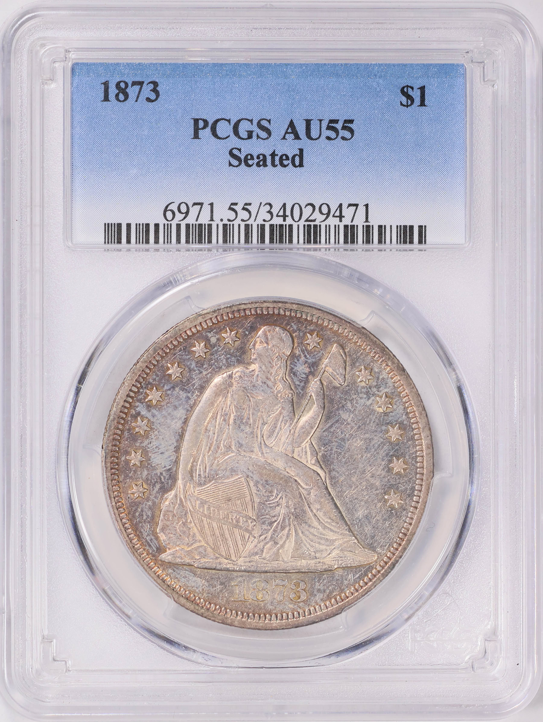 1873 Seated Liberty Silver Dollar PCGS AU-55 (Item 1725622) | GreatCollections Coin Auctions
