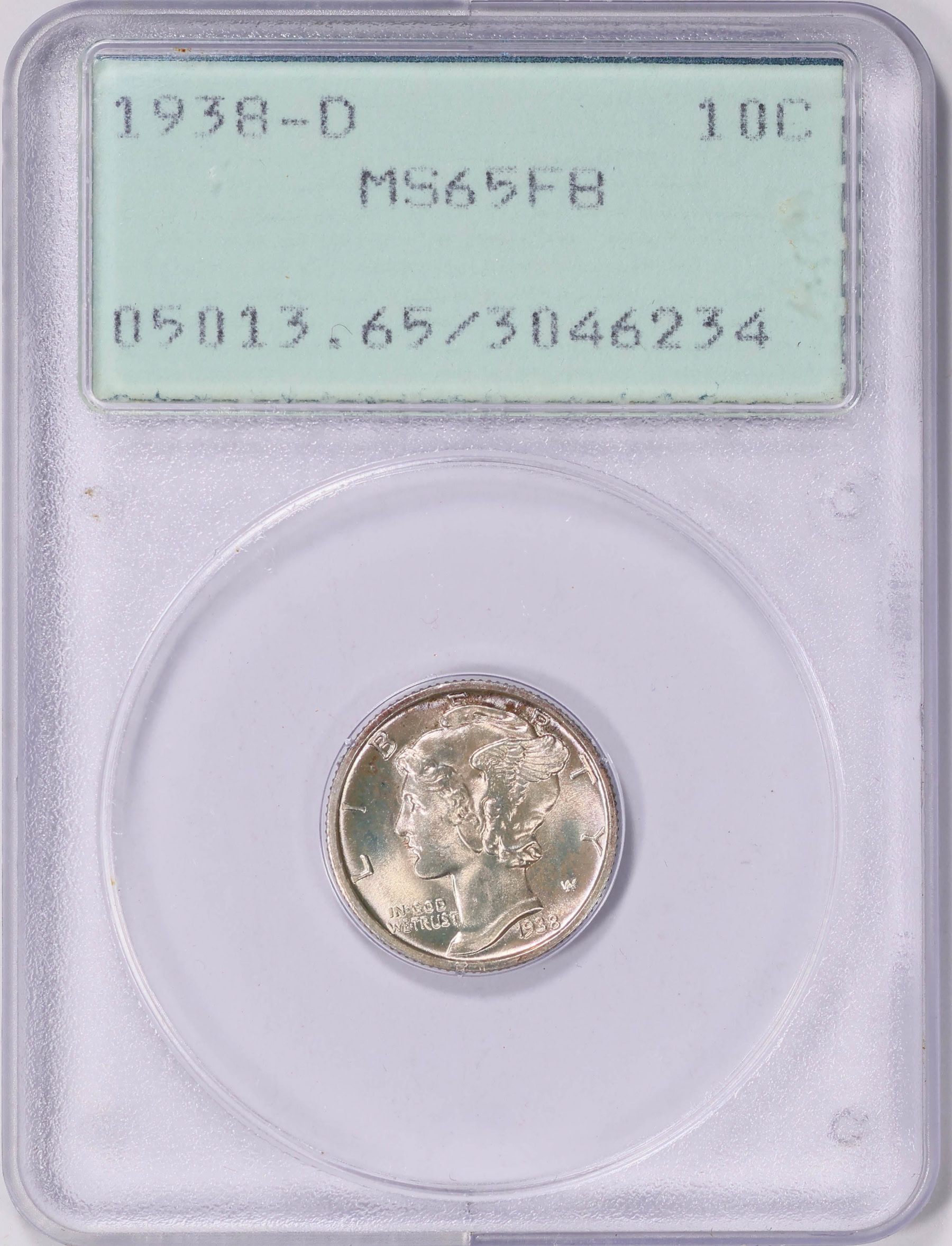 1938-D Mercury Dime PCGS MS-65 FB OGH (1st Gen) (Item 1725628) | GreatCollections Coin Auctions