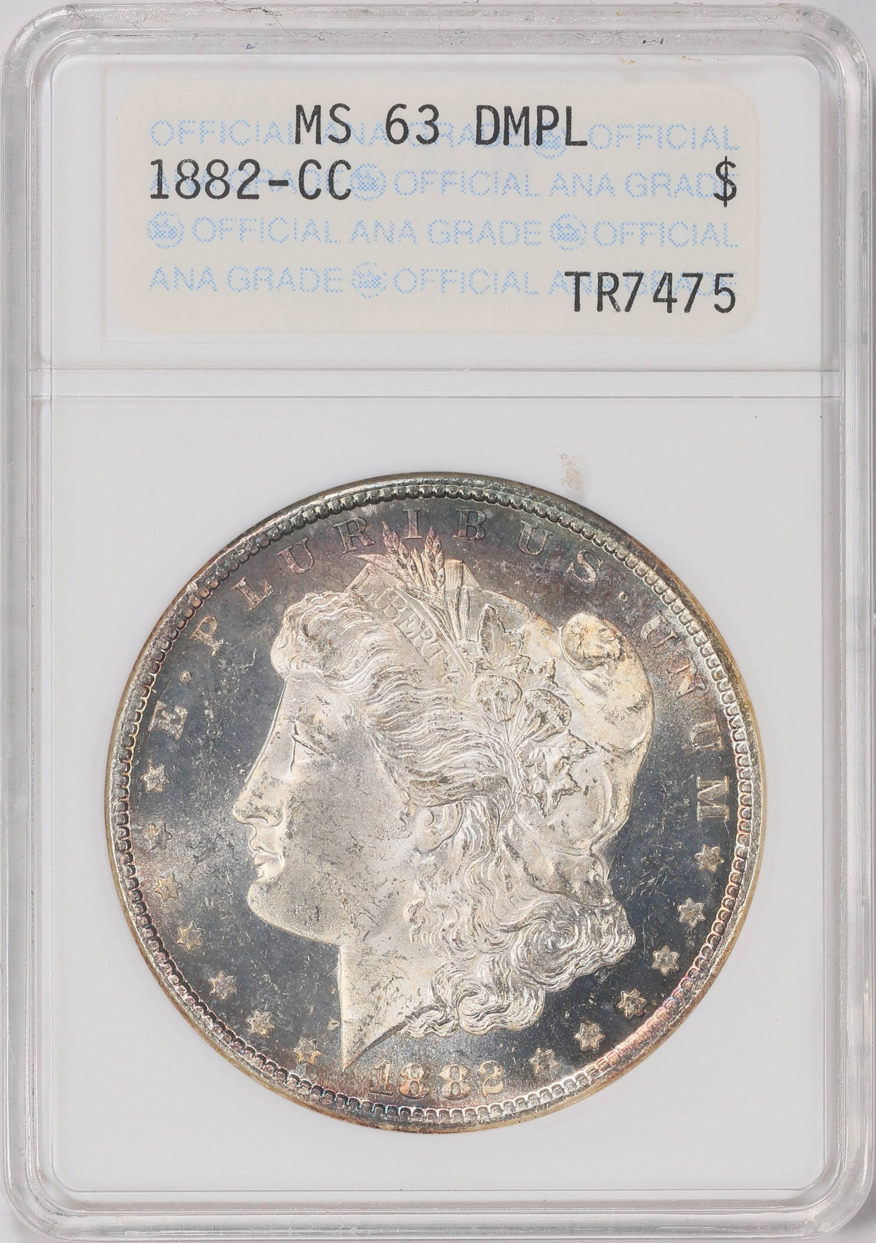 1882-CC Morgan Silver Dollar ANACS MS-63 DMPL OH (Toned) (Item 1725643) | GreatCollections Coin ...