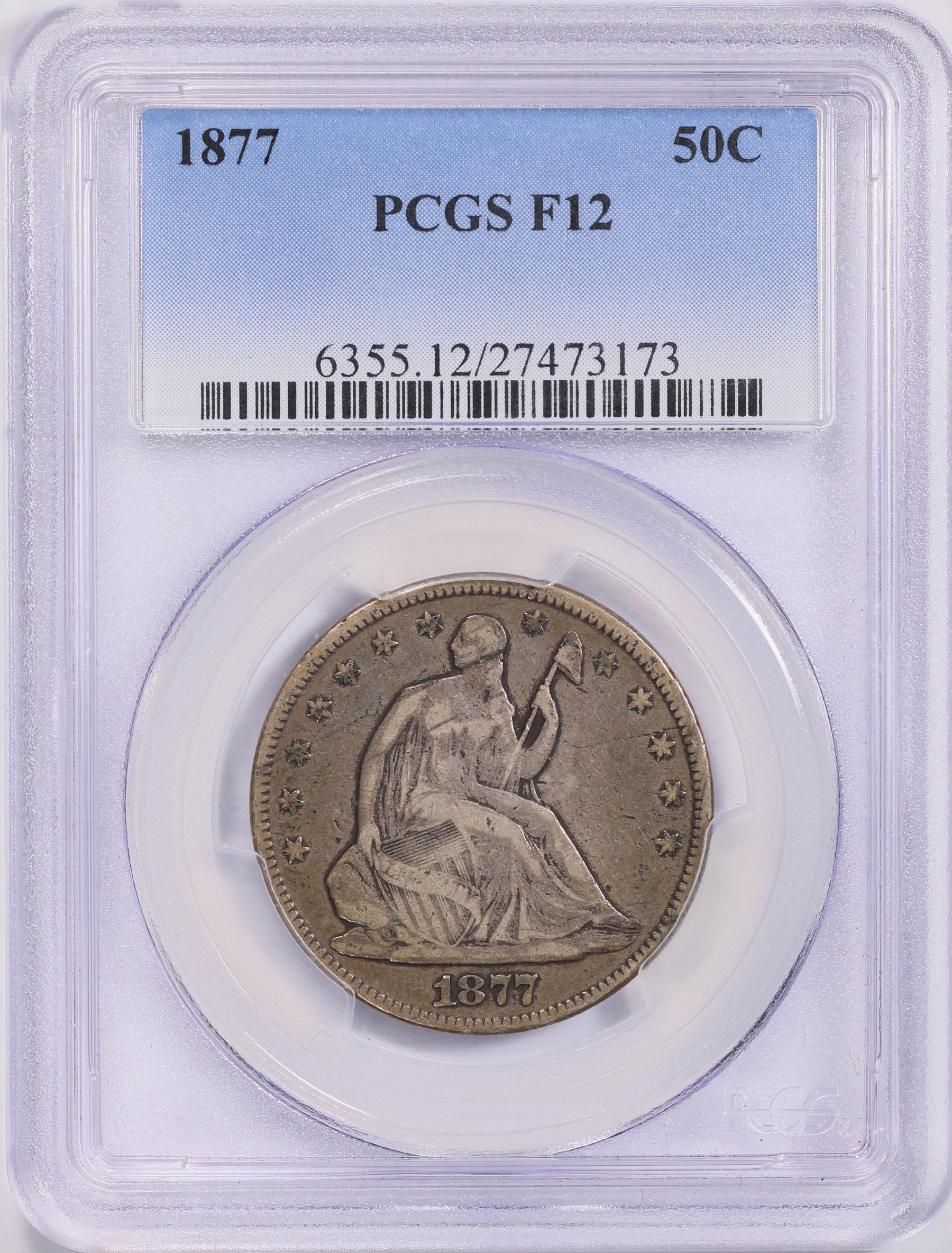 1877 Seated Liberty Half Dollar PCGS F-12 (Item 1725648) | GreatCollections Coin Auctions