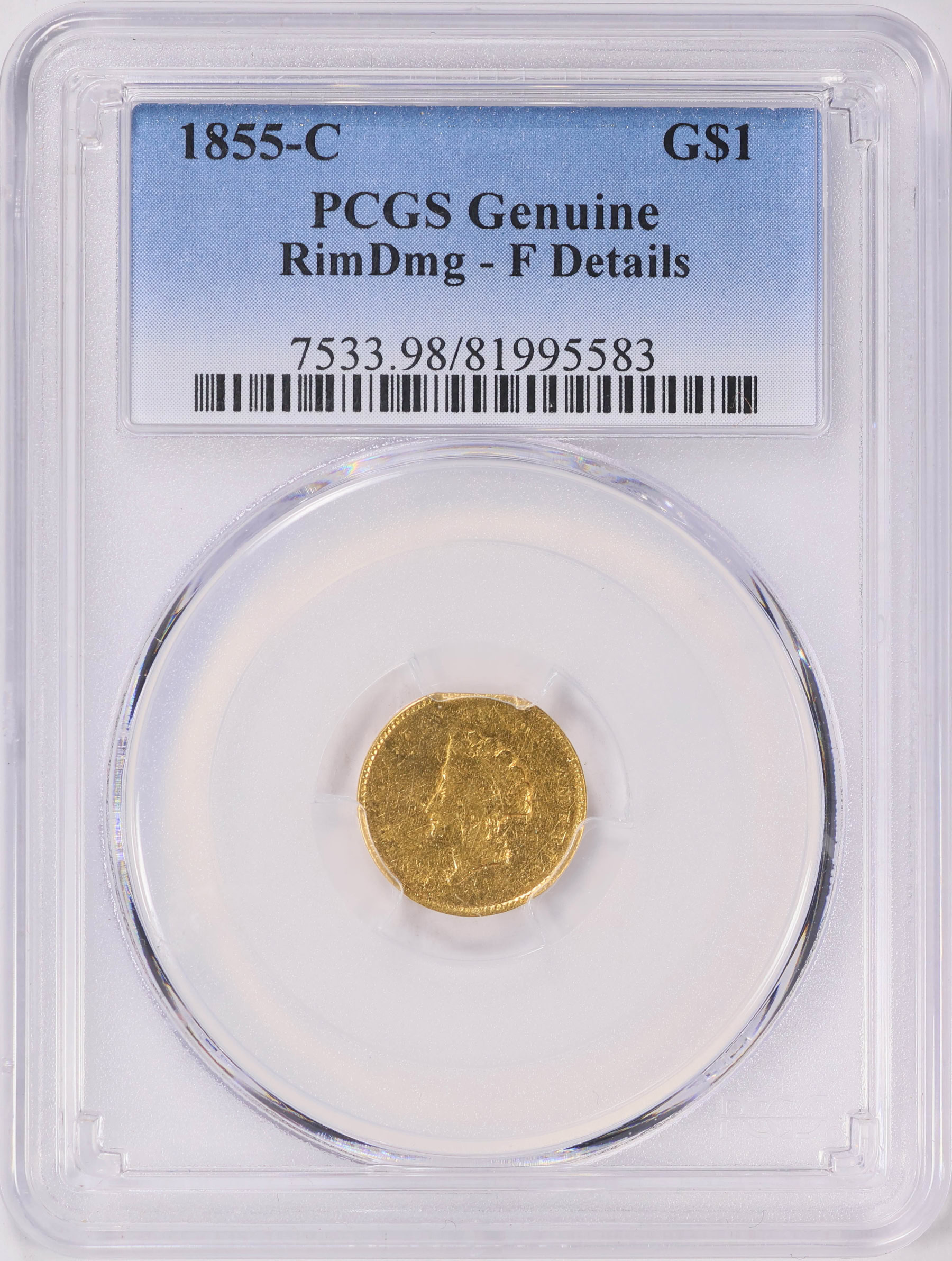 1855-C Indian Princess Gold Dollar PCGS Genuine Fine Details (Item 1725650) | GreatCollections ...