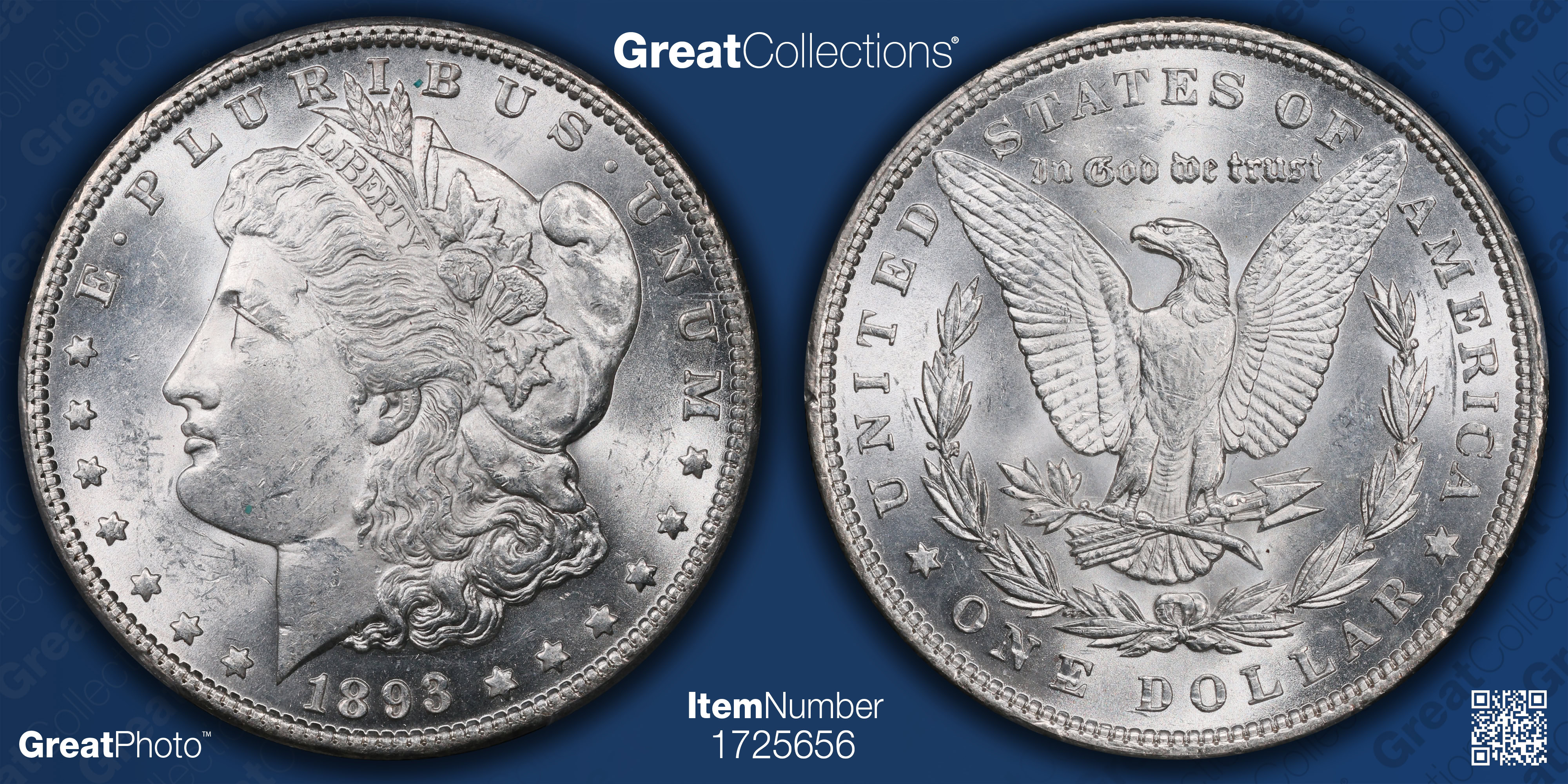 1893 Morgan Silver Dollar PCGS MS-61 (Item 1725656) | GreatCollections ...