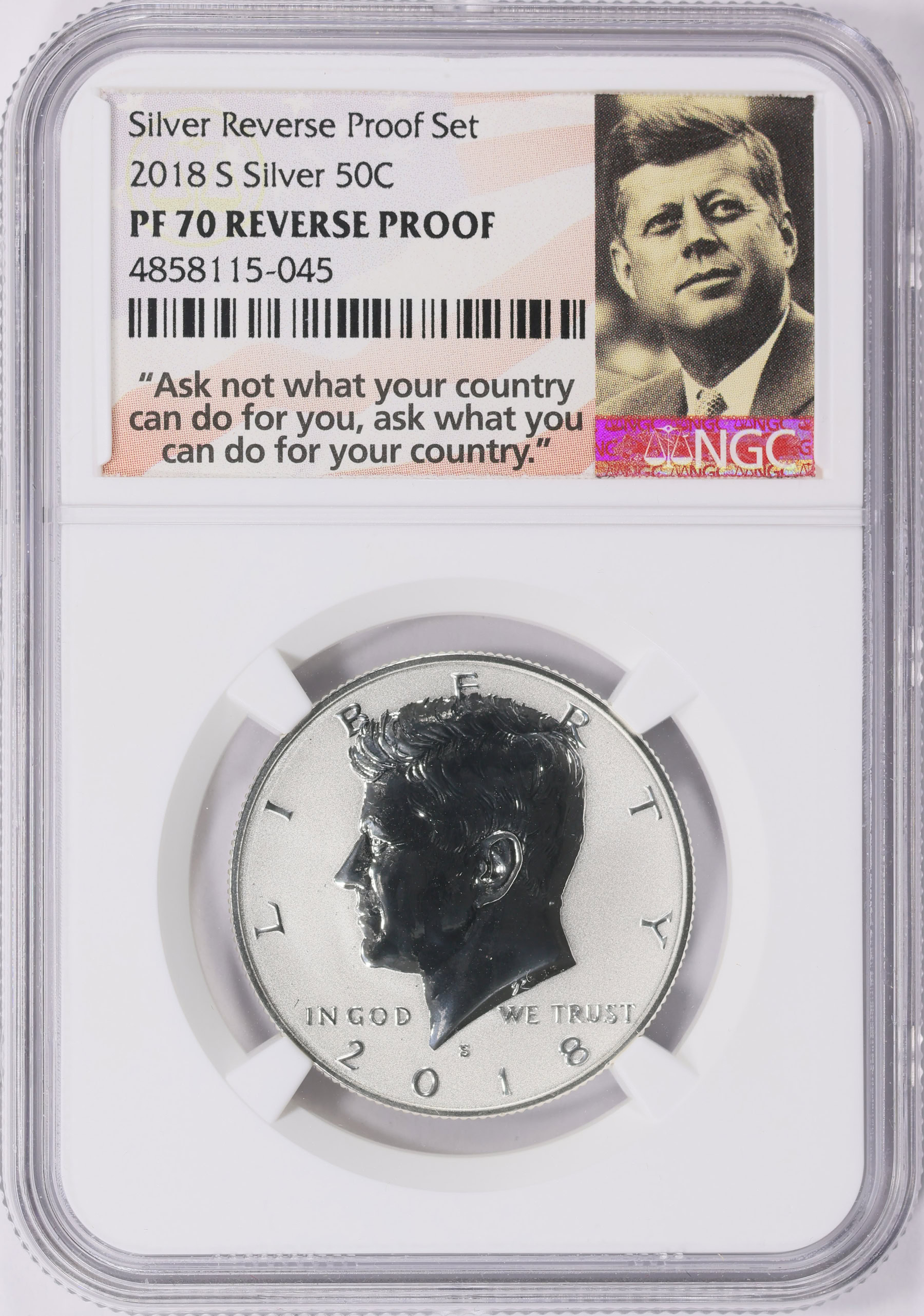 2018-S Kennedy Half Dollar Silver Reverse Proof (From the Reverse Proof ...