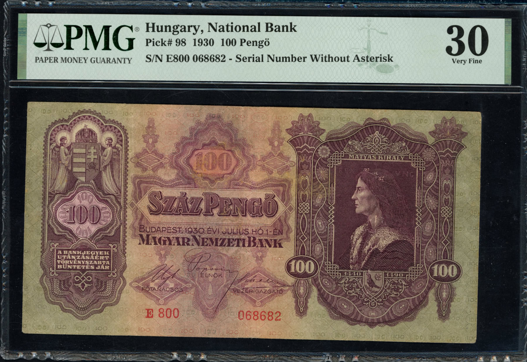 Hungary 1930 100 Pengo National Bank Note SCWPM-98 PMG Very Fine 30 ...