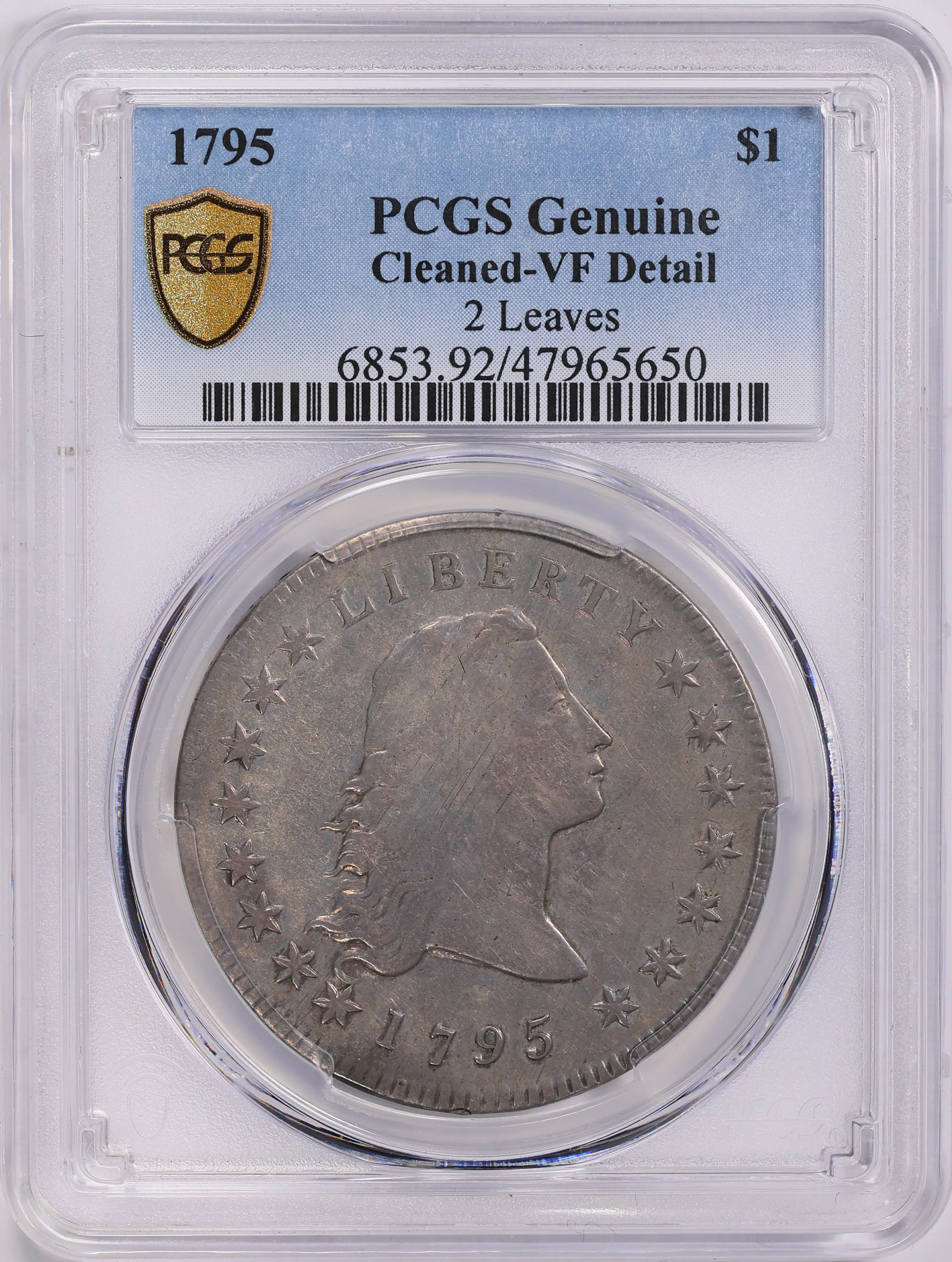 1795 Flowing Hair Silver Dollar 2 Leaves PCGS Genuine VF Details (Item 1725739 ...