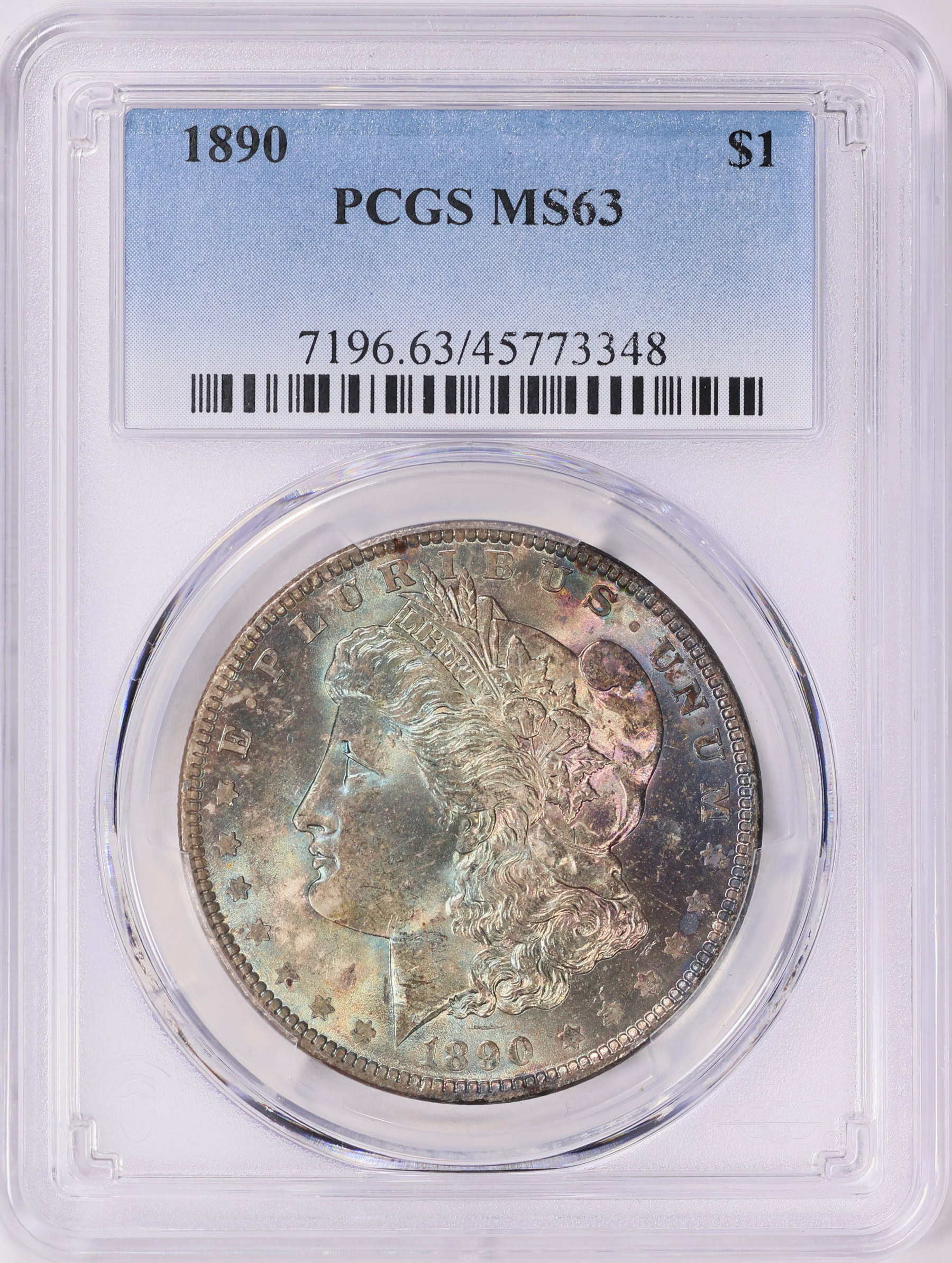 1890 Morgan Silver Dollar PCGS MS-63 (Toned) (Item 1725778) | GreatCollections Coin Auctions