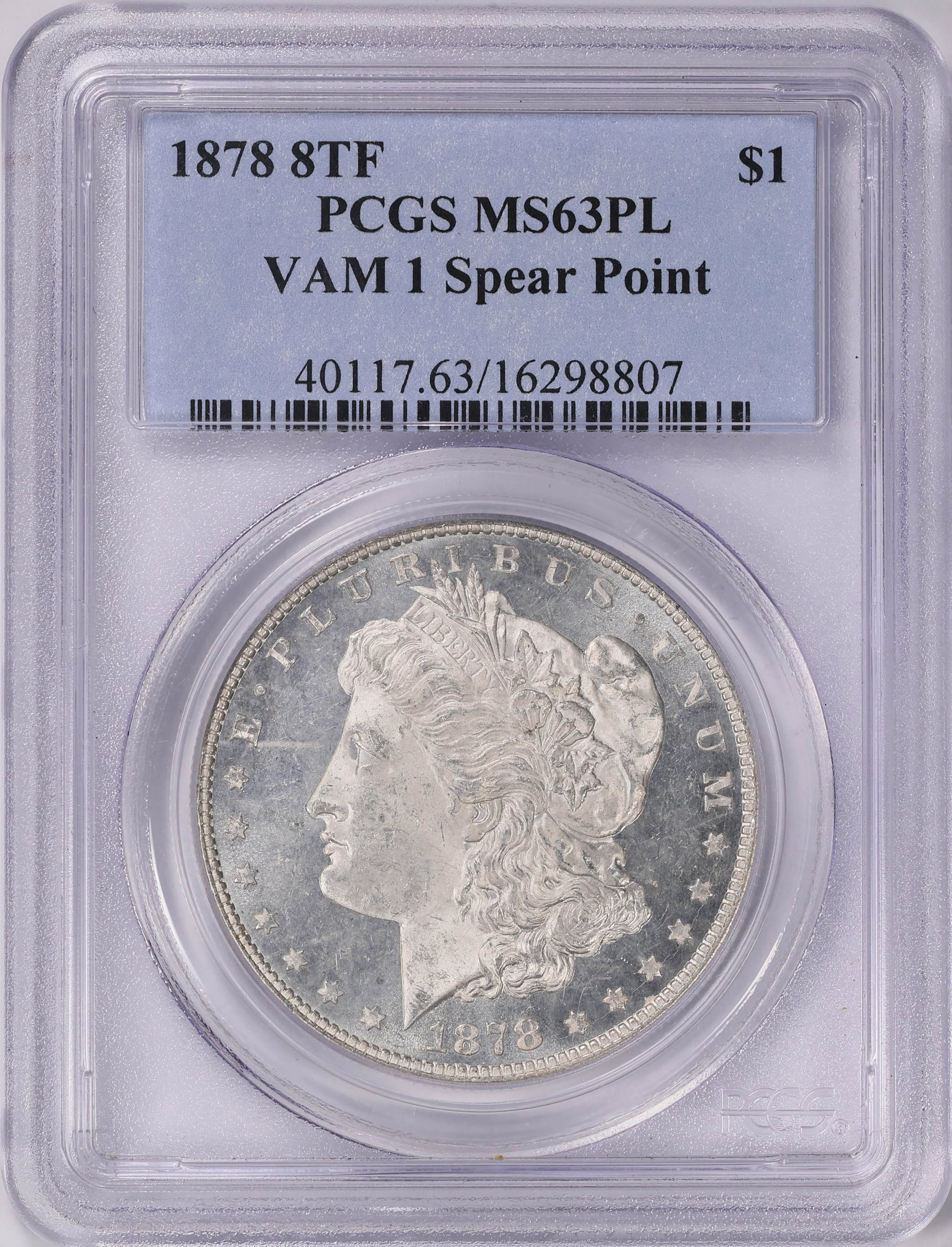 1878 8TF Morgan Silver Dollar Spear Point VAM-1 PCGS MS-63 PL (Item 1725784) | GreatCollections ...