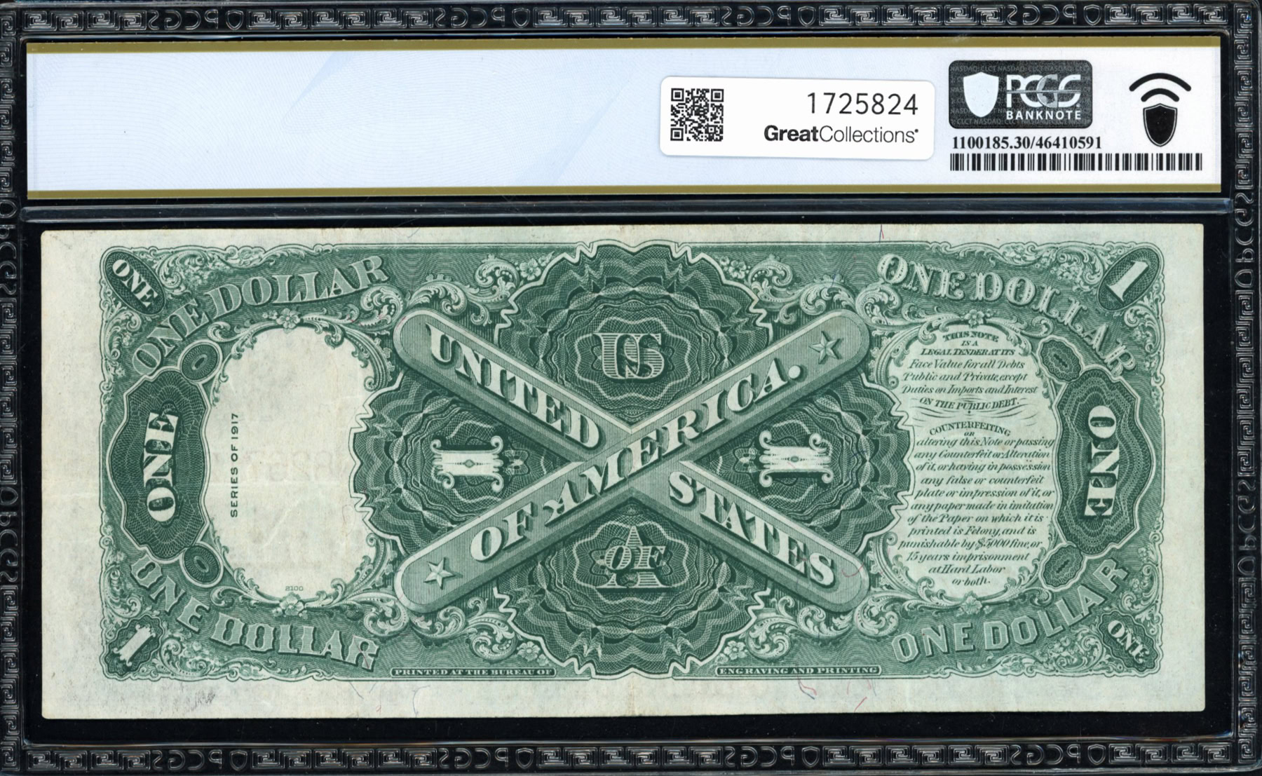 Fr. 39m 1917 $1 Legal Tender Mule Note Speelman / White PCGS Banknote ...