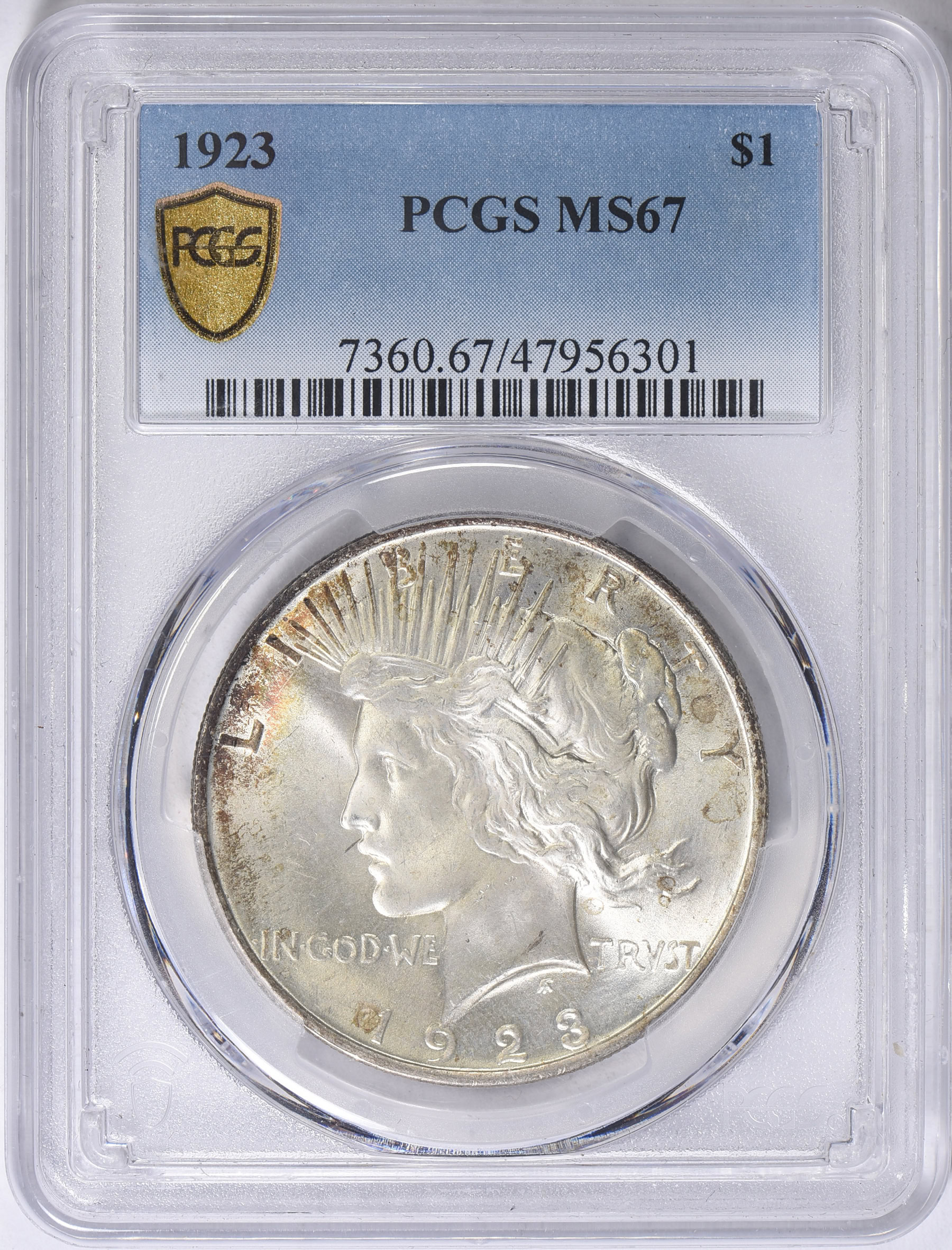 1923 Peace Silver Dollar PCGS MS-67 (Toned) (Item 1725850) | GreatCollections Coin Auctions