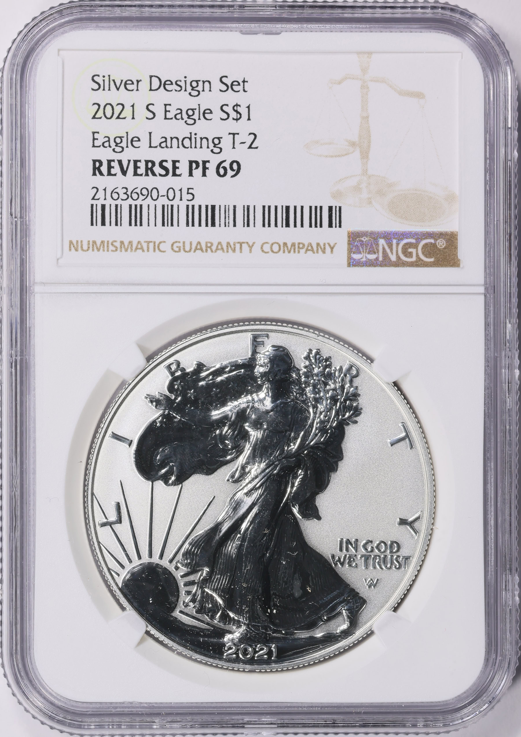 2021-S $1 Silver Eagle Reverse Proof Type 2 Designer Edition NGC Proof-69 (Item 1725860 ...
