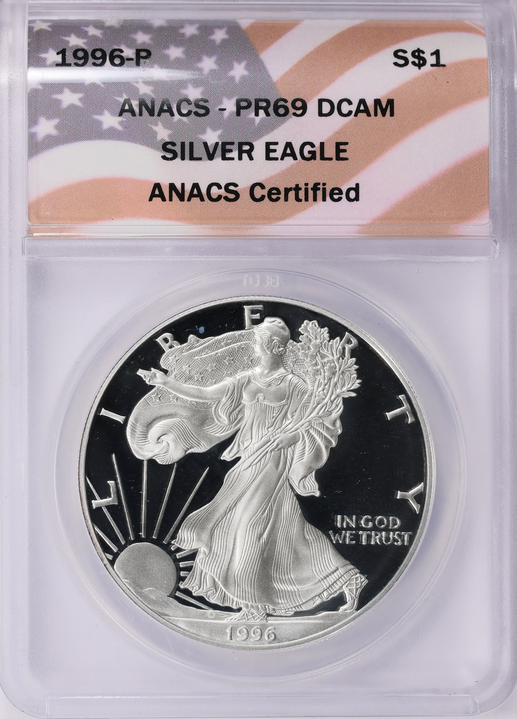 1996-P $1 Silver Eagle ANACS Proof-69 DCAM (Flag Label) (Item 1725974 ...