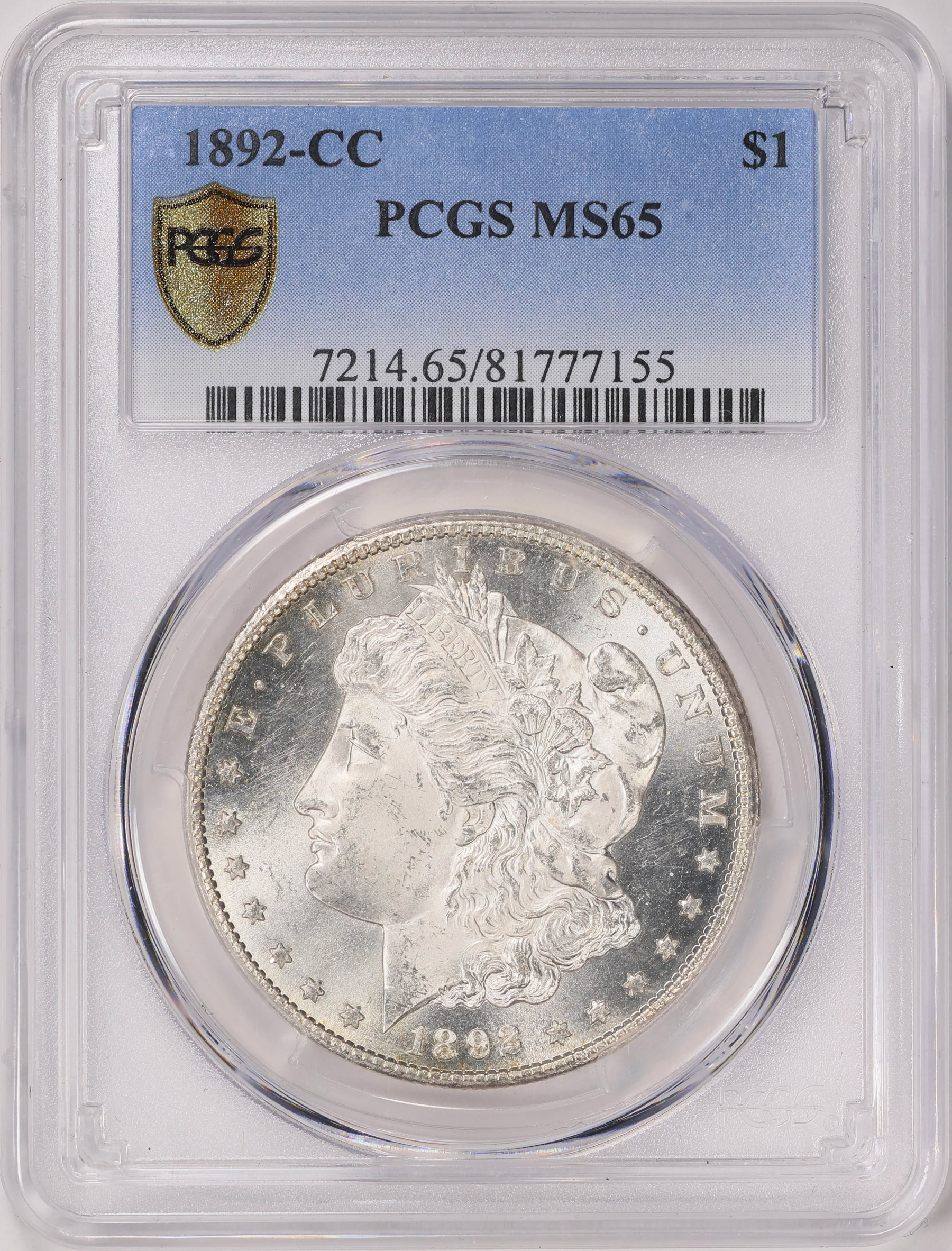 1892-CC Morgan Silver Dollar PCGS MS-65 (Item 1726051) | GreatCollections Coin Auctions