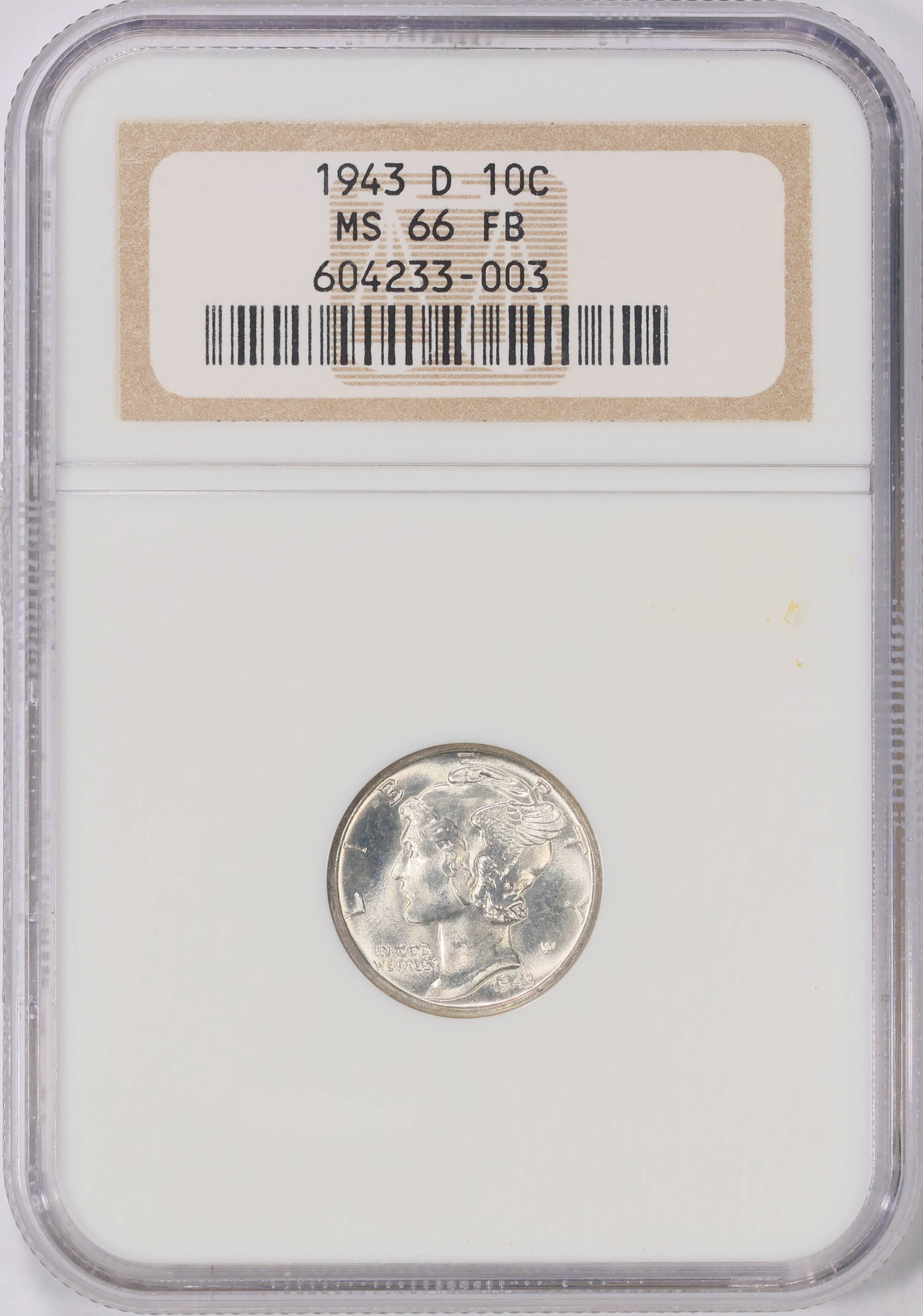 1943-D Mercury Dime NGC MS-66 FB (Item 1726159) | GreatCollections Coin Auctions