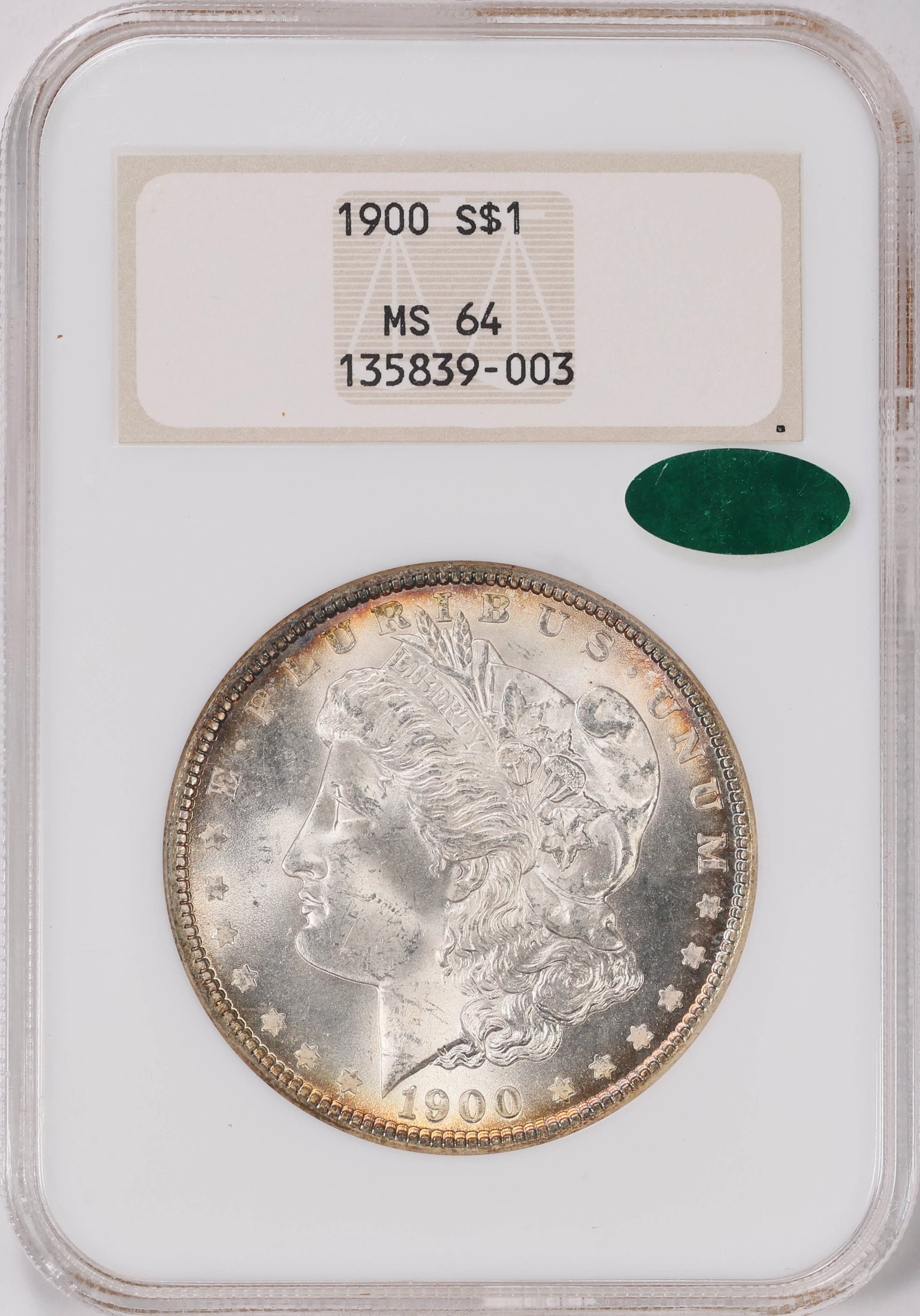 1900 Morgan Silver Dollar NGC MS-64 (CAC Green) OH (Toned) (Item 1726265) | GreatCollections ...