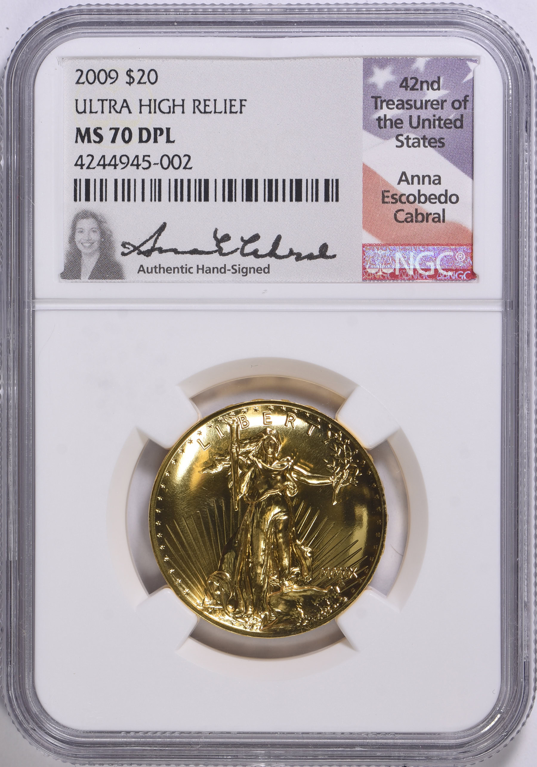 2009 MMIX Ultra High Relief $20 Gold NGC MS-70 DMPL (Anna Escobedo ...