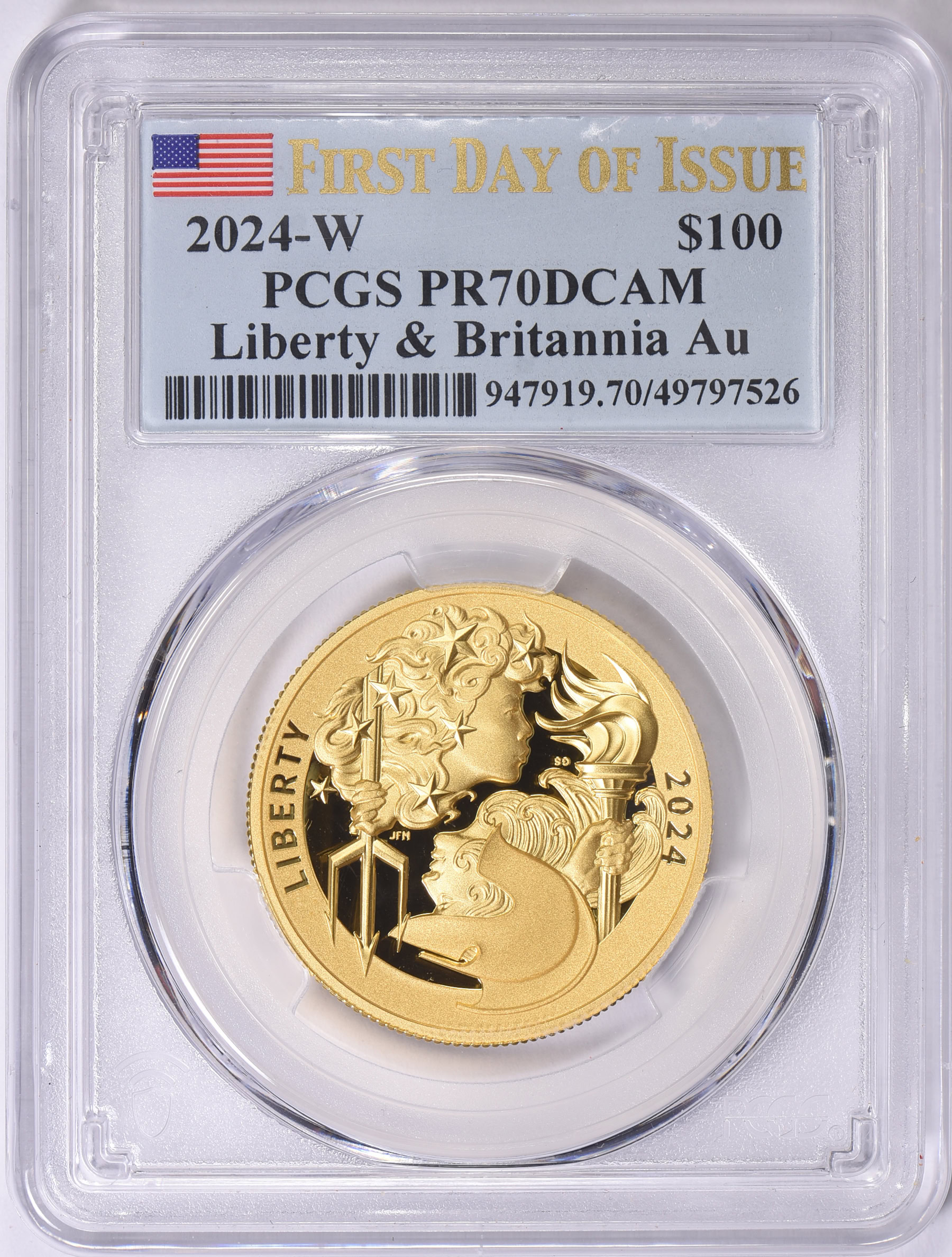 2024-W Liberty & Britannia $100 Gold High Relief First Day of Issue ...