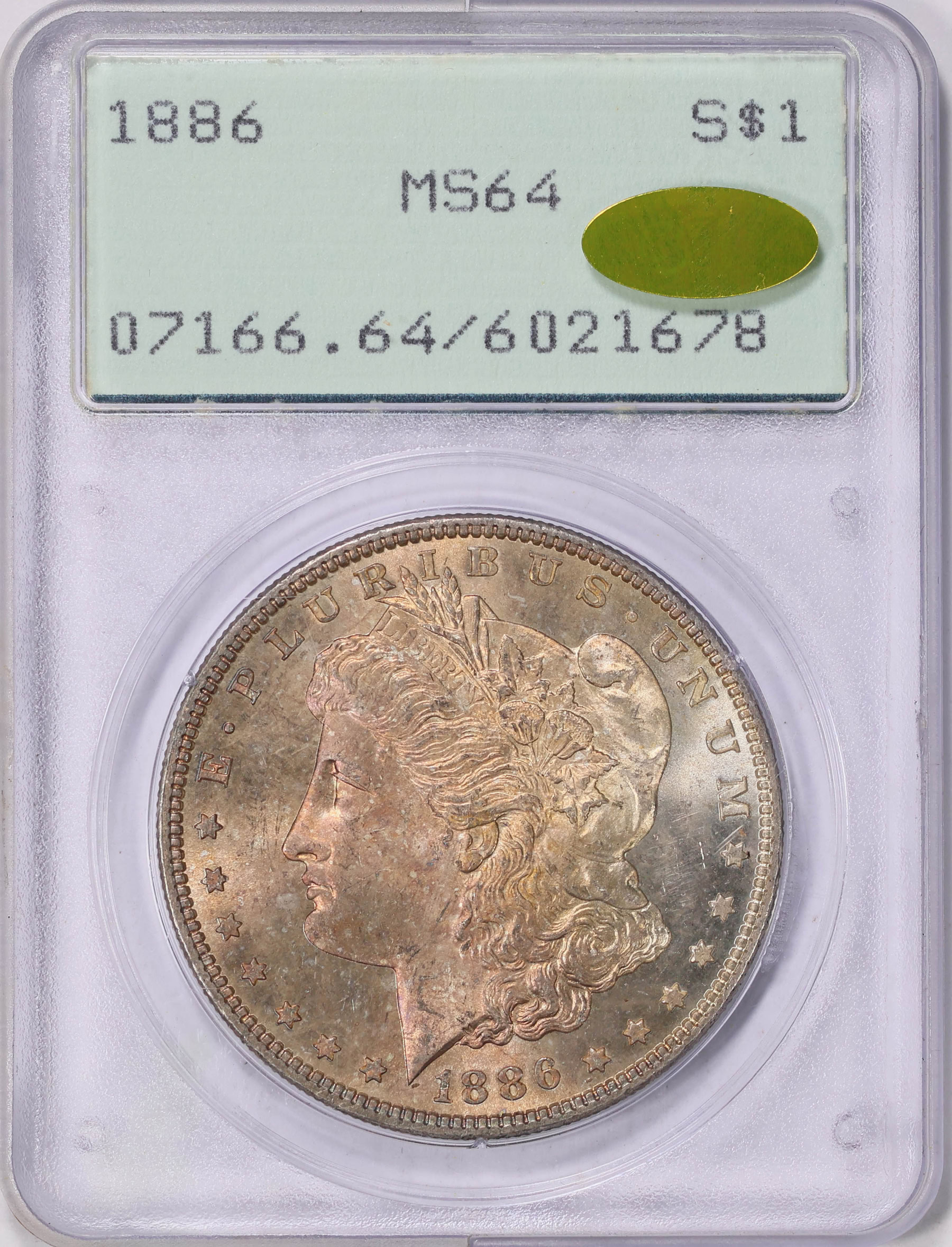 1886 Morgan Silver Dollar PCGS MS-64 (CAC Gold) OGH (1st Gen) (Item 1726317) | GreatCollections ...
