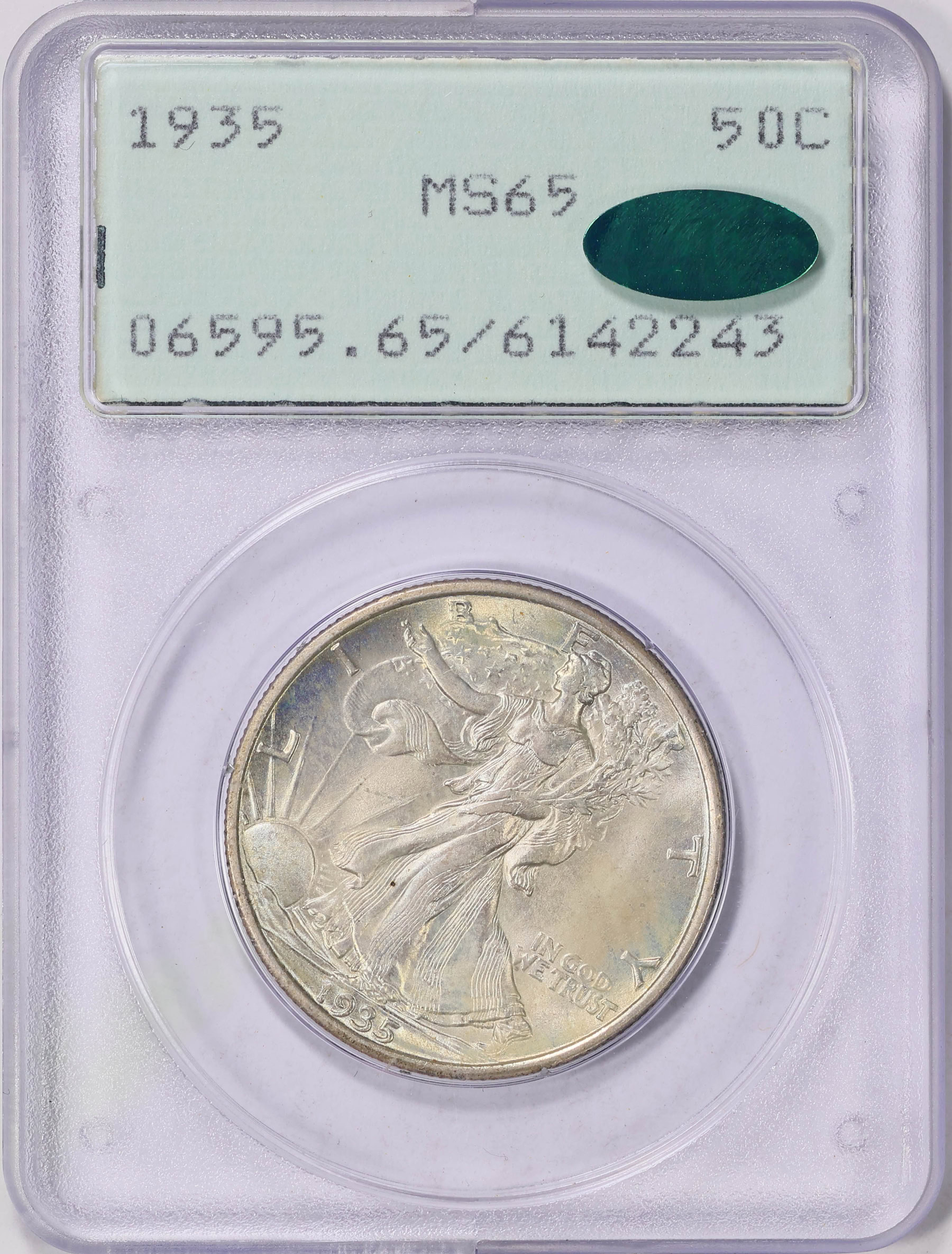1935 Walking Liberty Half Dollar PCGS MS-65 (CAC Green) OGH (1st Gen) (Item 1726323 ...