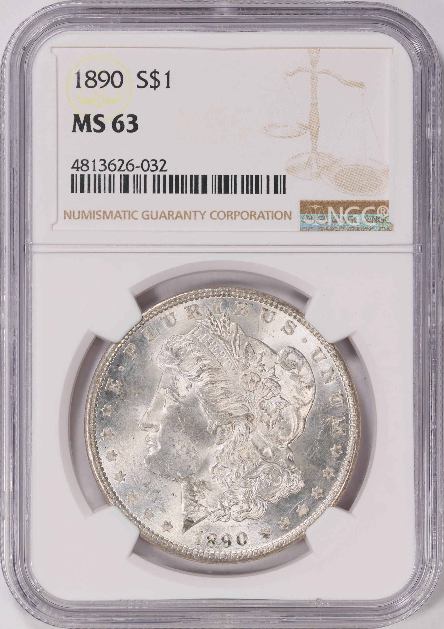 1890 Morgan Silver Dollar NGC MS-63 (Item 1726347) | GreatCollections Coin Auctions