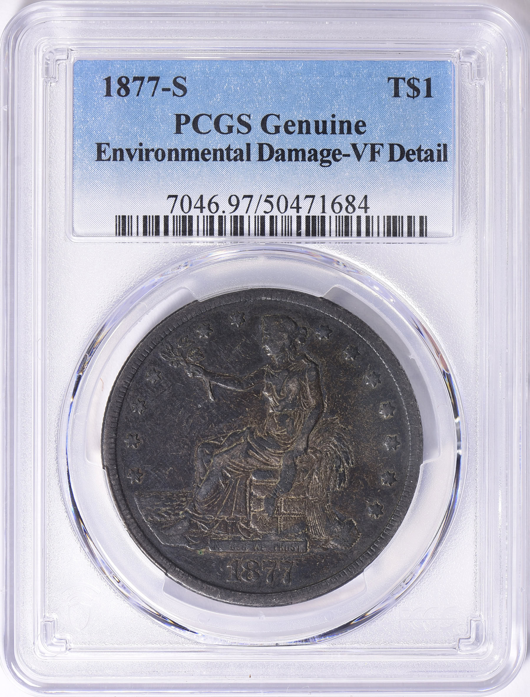1877-S Trade Silver Dollar PCGS Genuine VF Details (Item 1726507) | GreatCollections Coin Auctions
