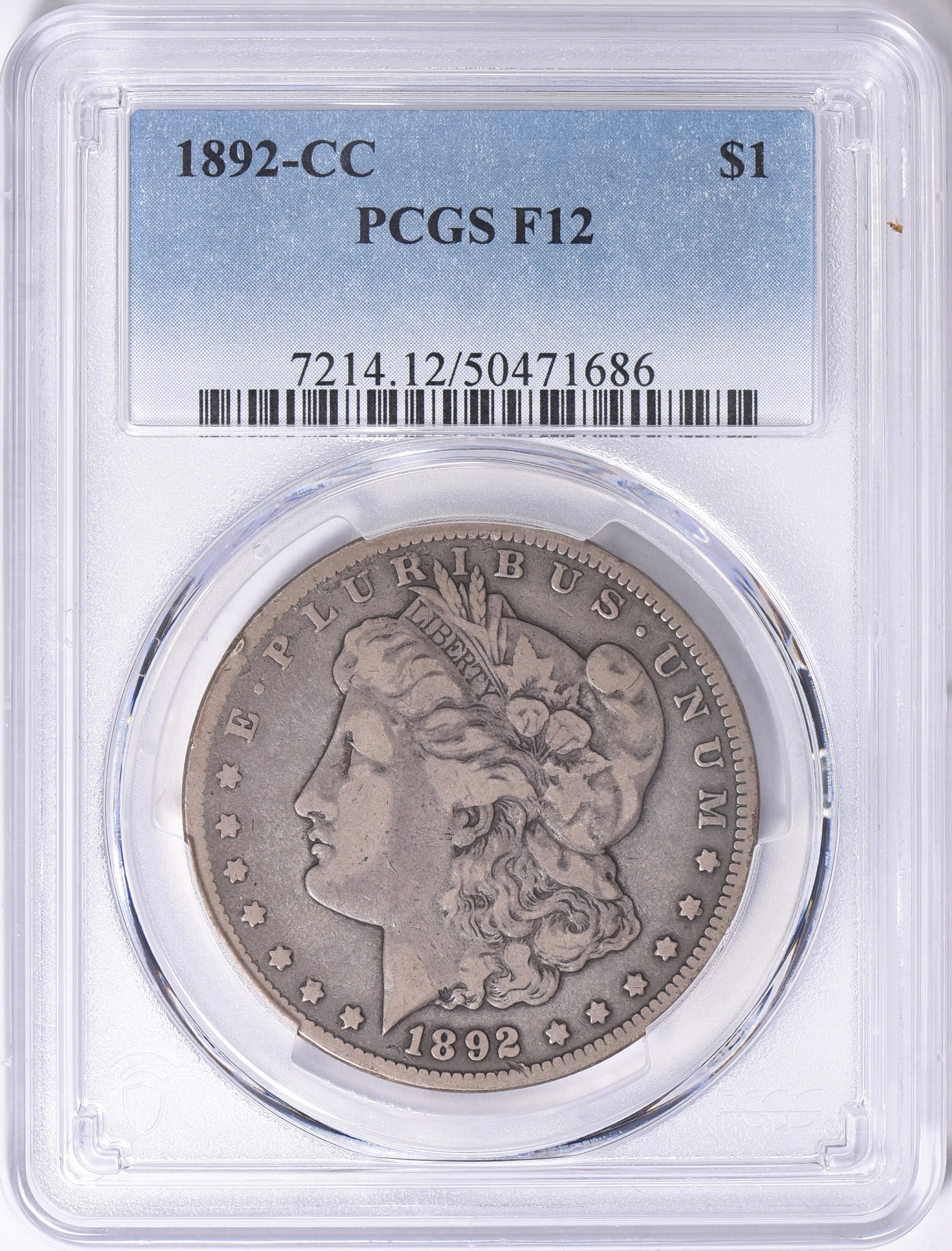 1892-CC Morgan Silver Dollar PCGS F-12 (Item 1726509) | GreatCollections Coin Auctions