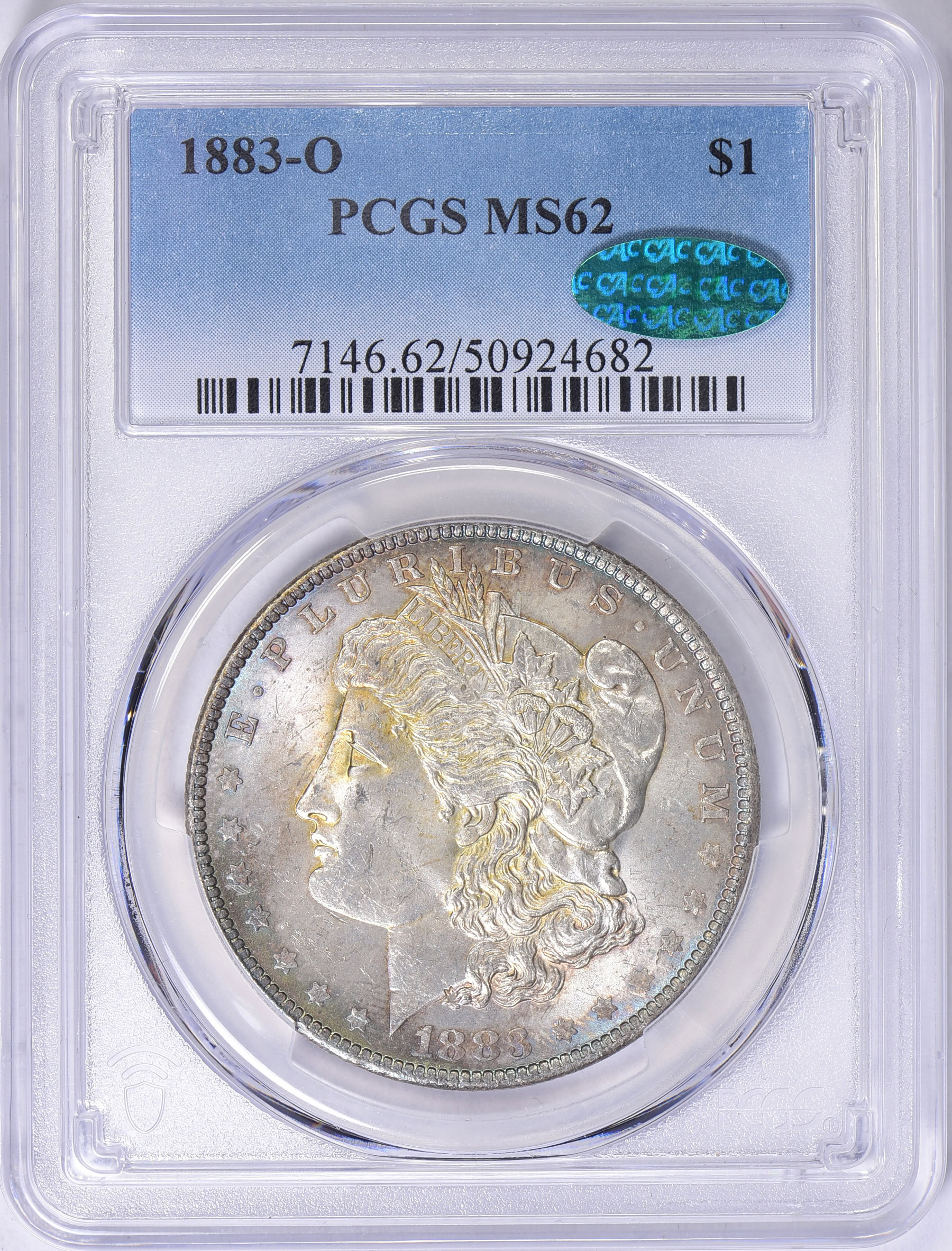 1883-O Morgan Silver Dollar PCGS MS-62 (CAC Green) (Toned) (Item 1726591) | GreatCollections ...